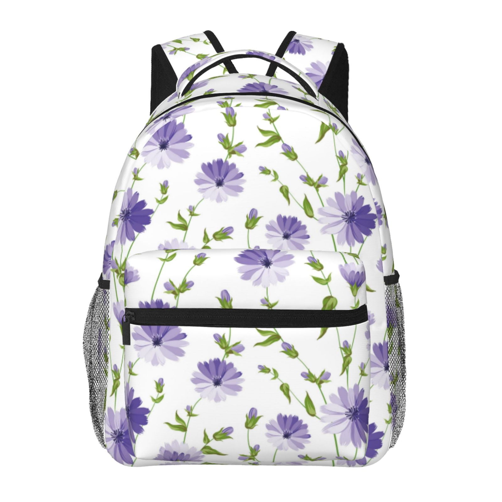 Horeoi Purple Chicory Print Eco-Friendly Lightweight Student Backpack ...