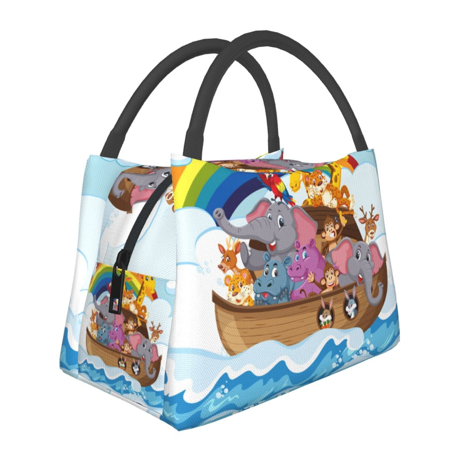 Horeoi Rainbow Animals on Noah's Ark Pattern Portable Insulation Bag ...