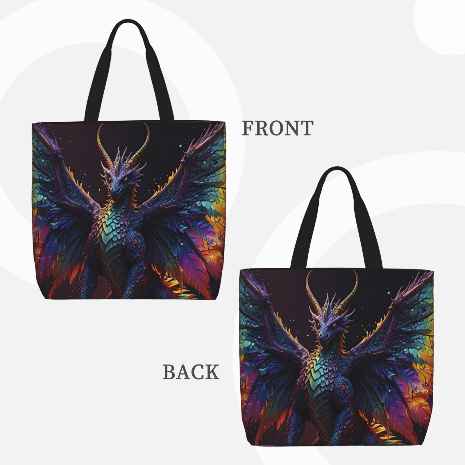 Horeoi Rainbow Wings Majestic Dragon for Reinforced Shoulder Tote Bag ...