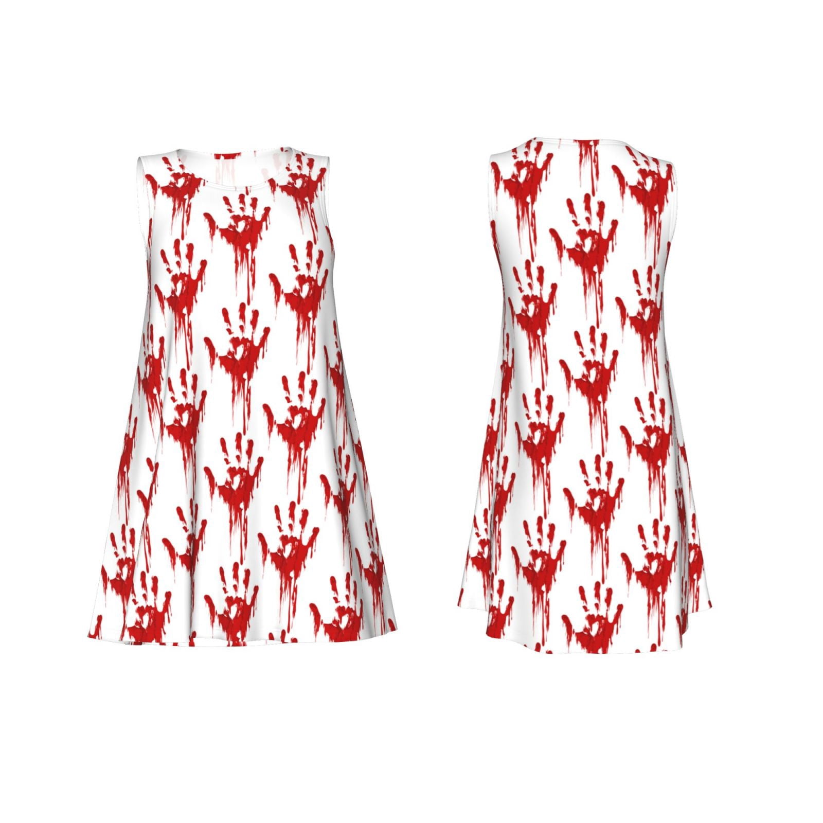 Horeoi Red Bloody Scary Hands Print Women's Sleeveless Dress Cotton ...