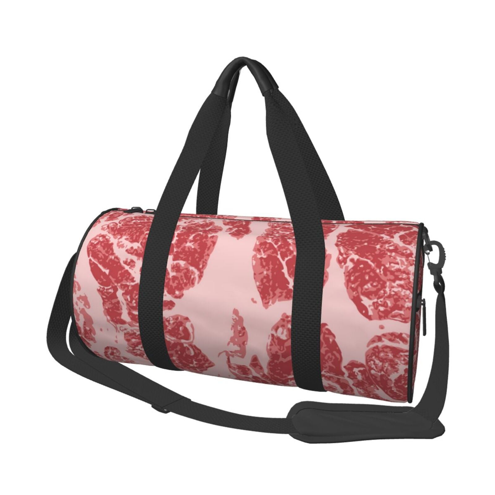 Horeoi Red Meat Print Foldable Travel Duffle Bag with Removable Strap ...