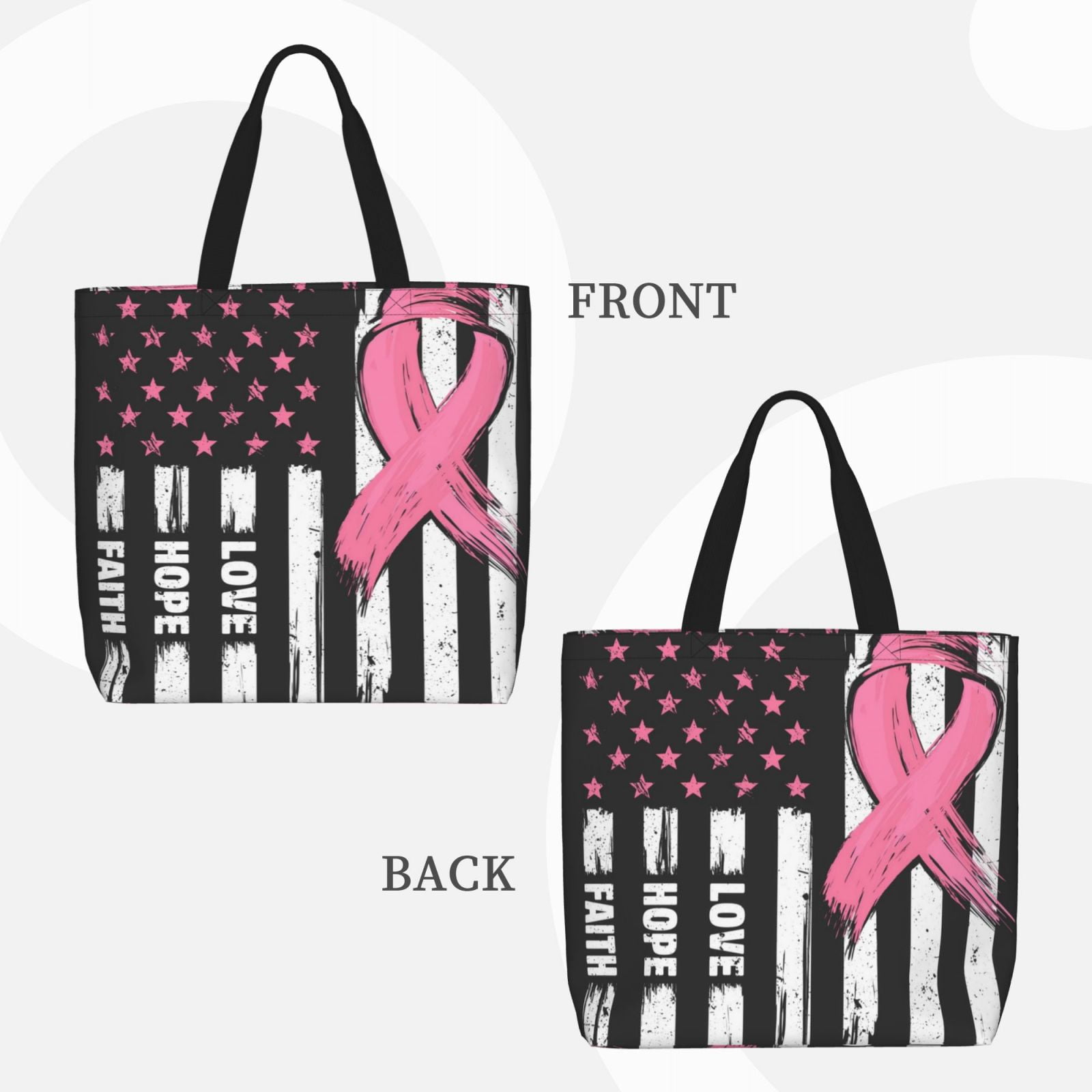 Horeoi Ribbon Breast Cancer Awareness for Reinforced Shoulder Tote Bag ...