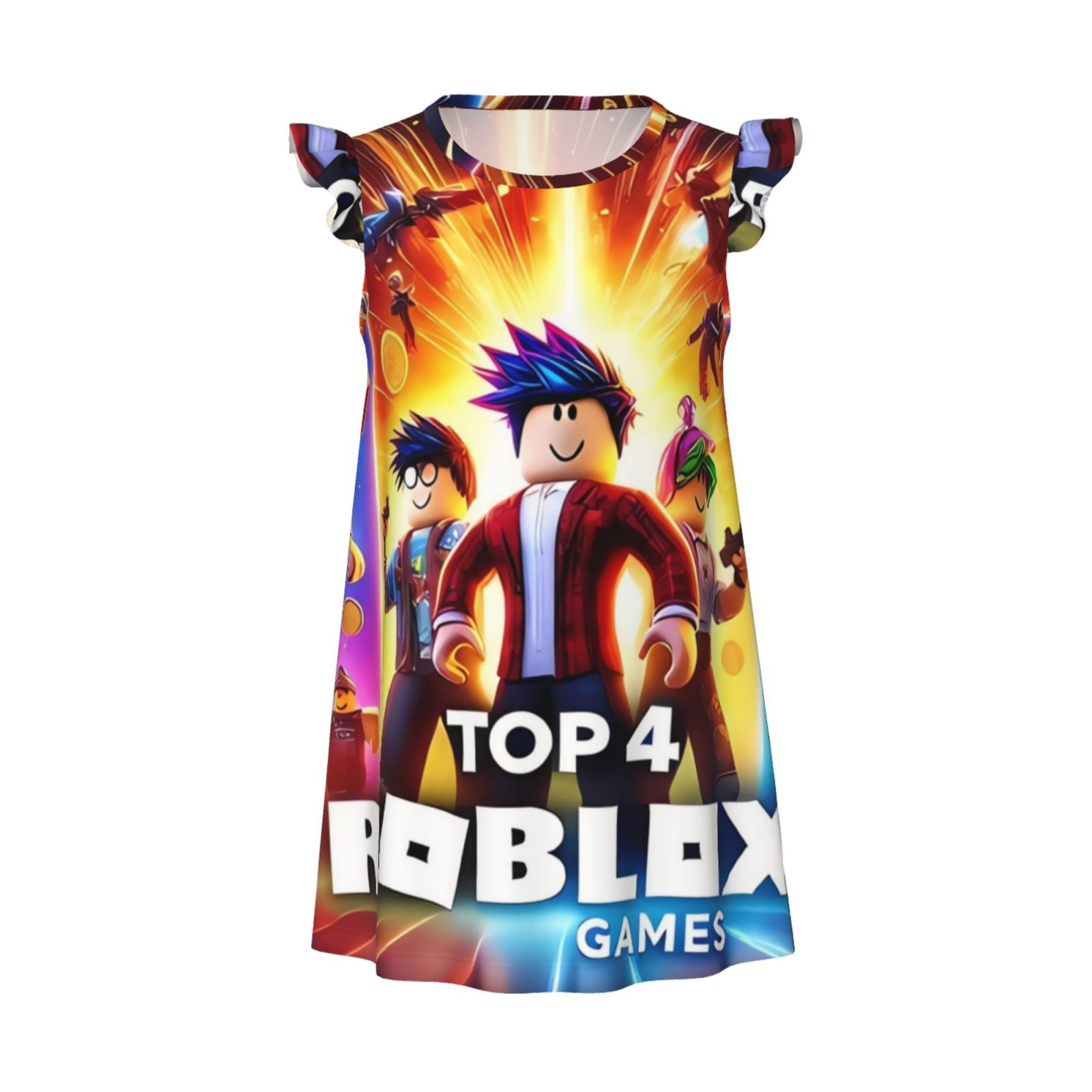 Horeoi Roblox Print Girls Princess Nightgowns Flutter Sleeves Night ...