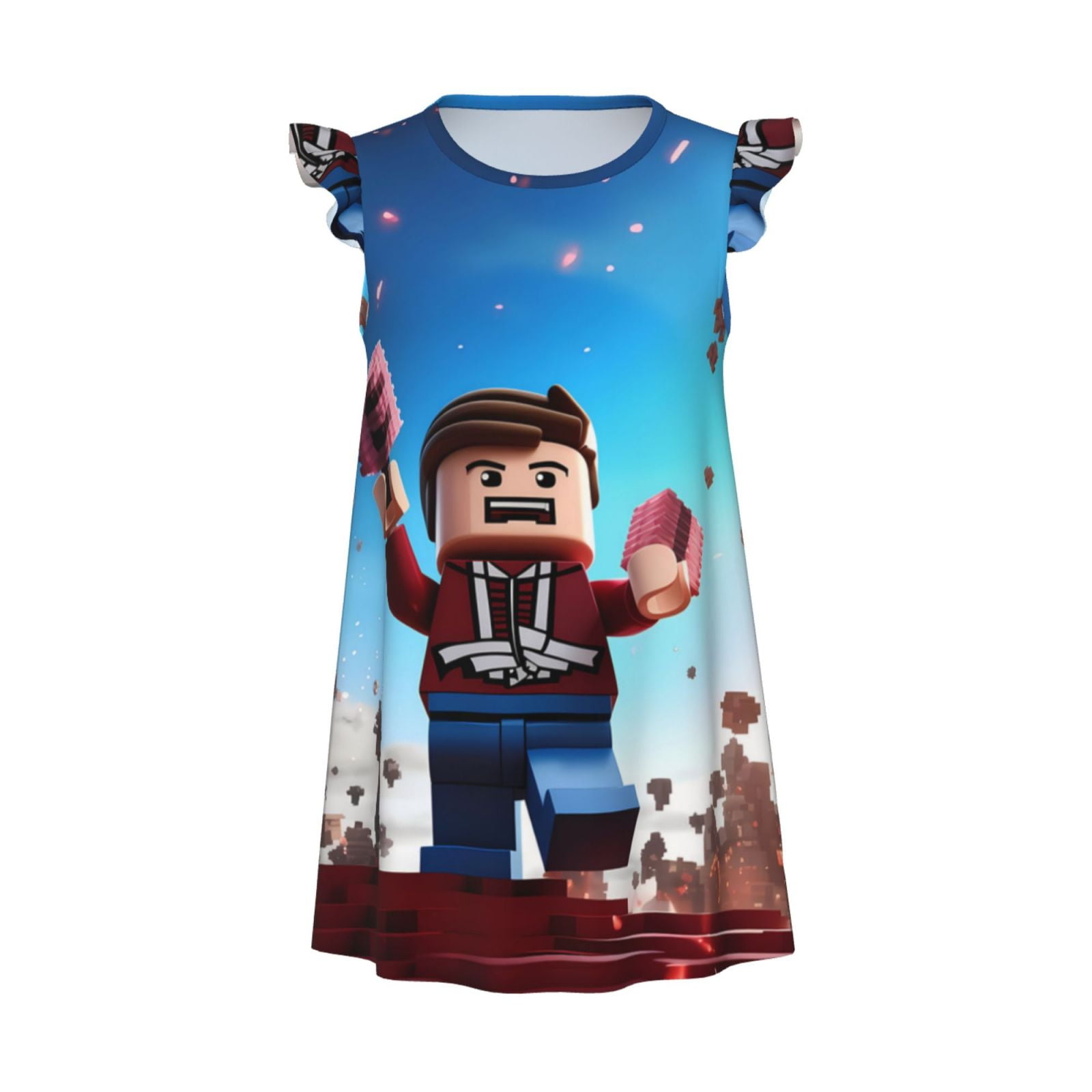 Horeoi Roblox Print Girls Princess Nightgowns Flutter Sleeves Night ...