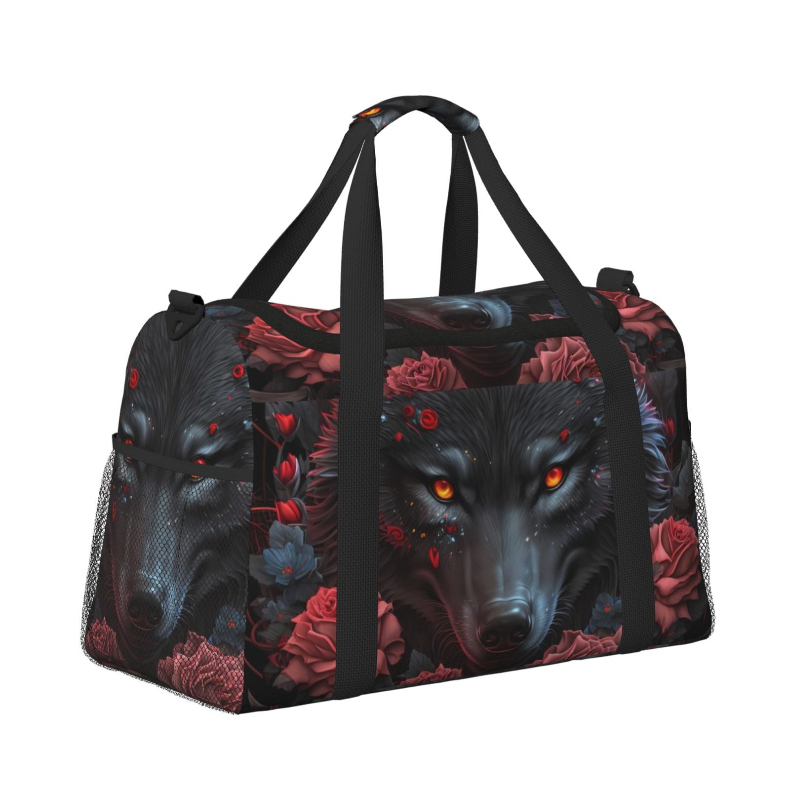 Horeoi Rose Full Moon Black Wolf for Travel Duffle Bag with Adjustable ...
