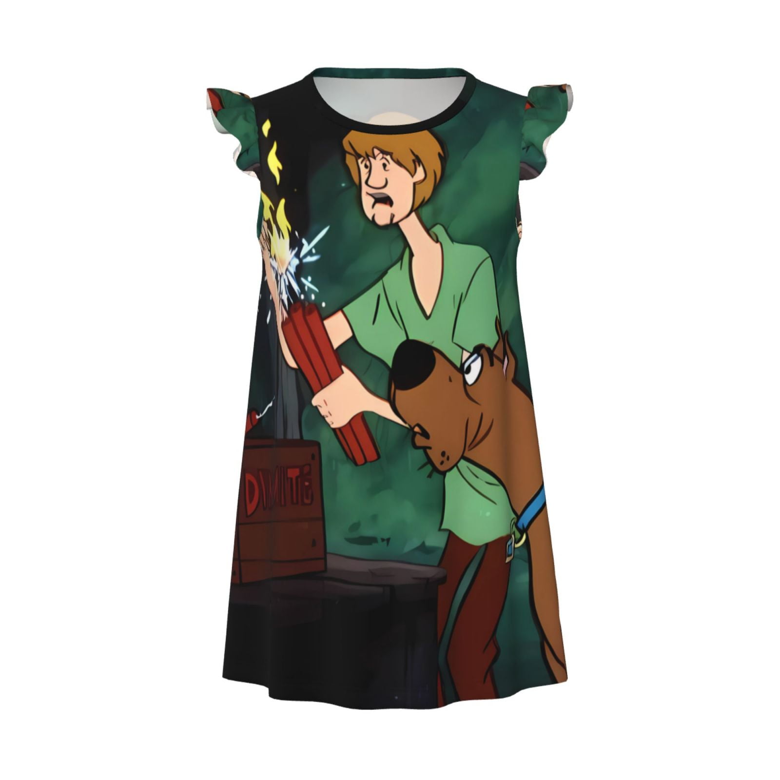 Horeoi Scooby-Doo Print Girls Princess Nightgowns Flutter Sleeves Night ...