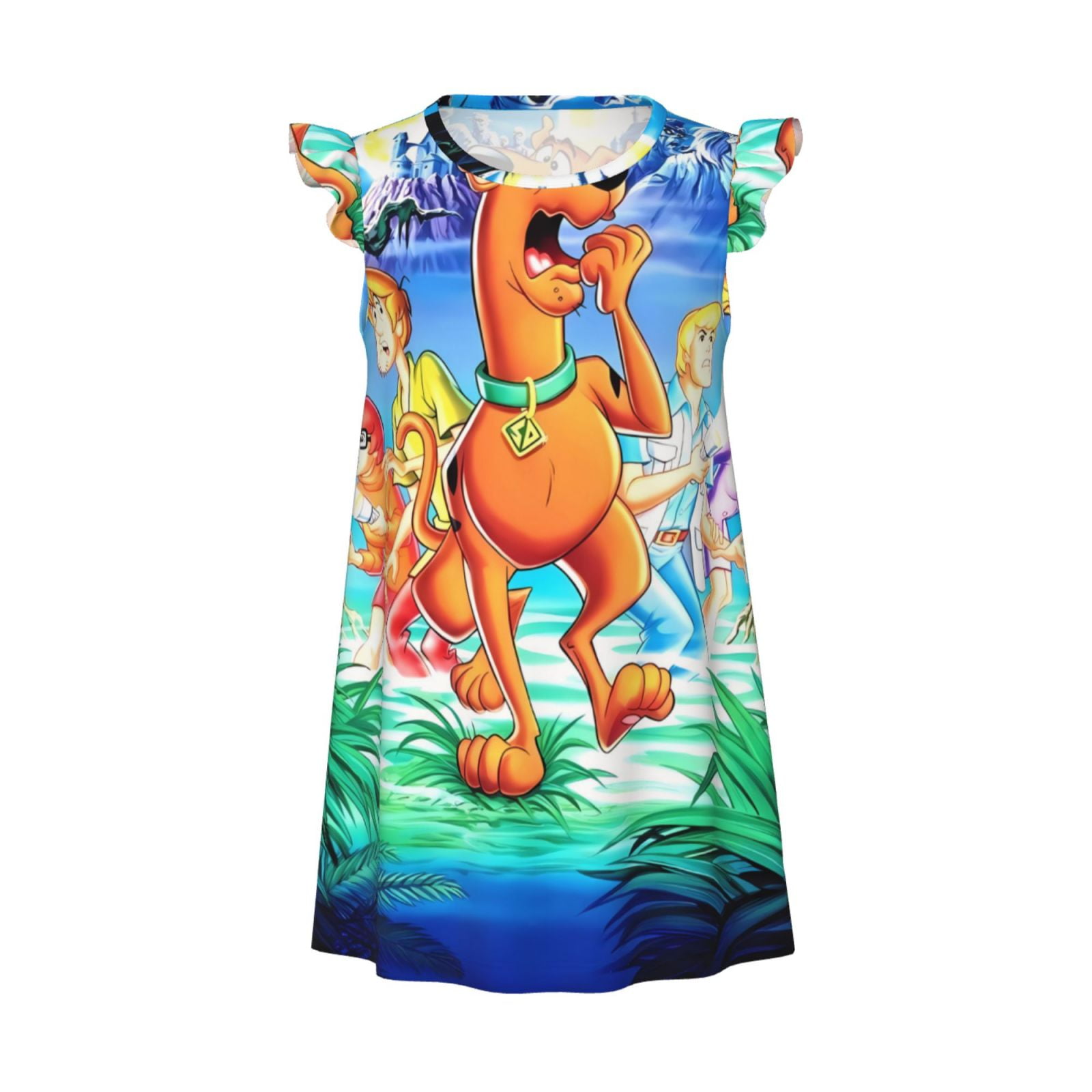 Horeoi Scooby-Doo Print Girls Princess Nightgowns Flutter Sleeves Night ...