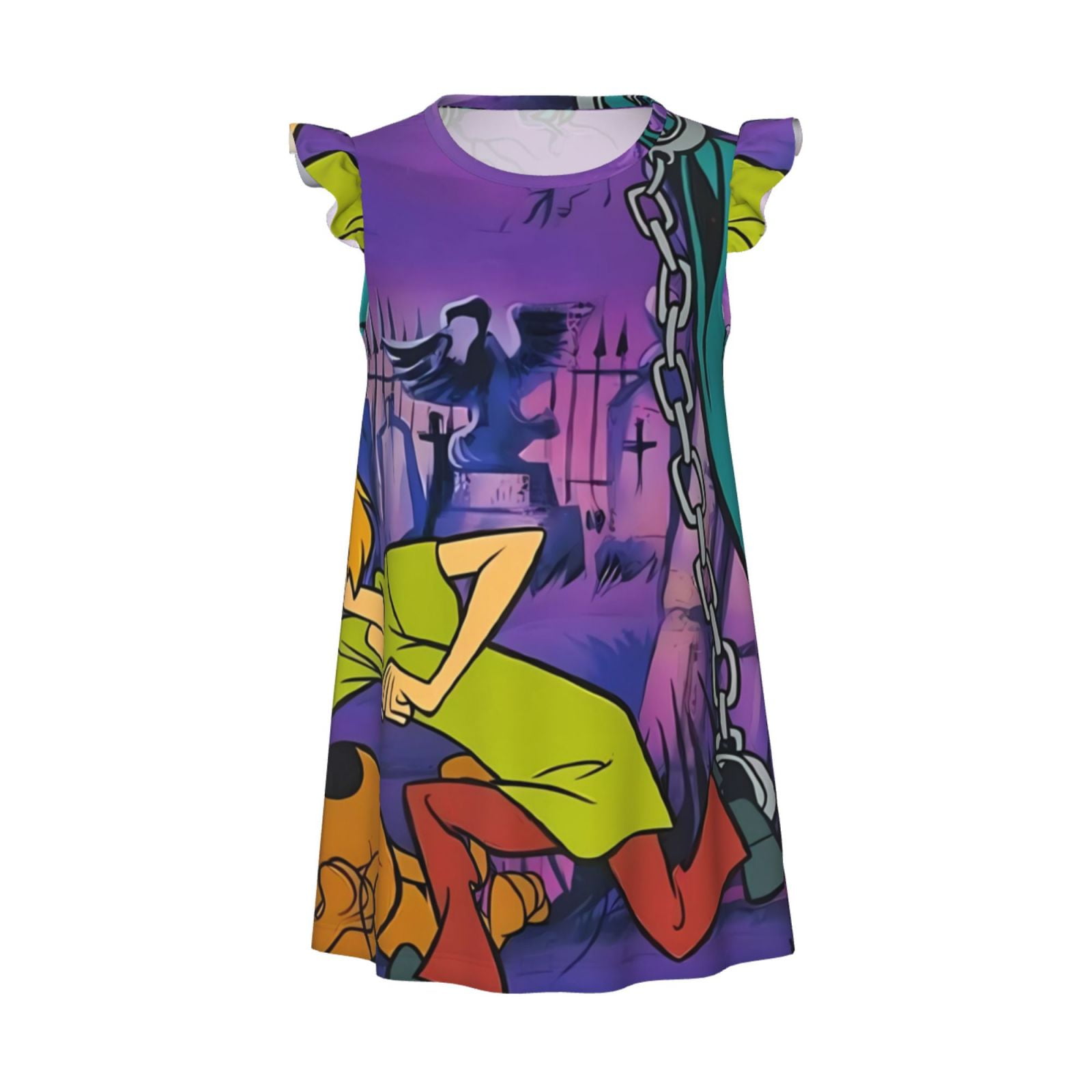 Horeoi Scooby-Doo Print Girls Princess Nightgowns Flutter Sleeves Night ...