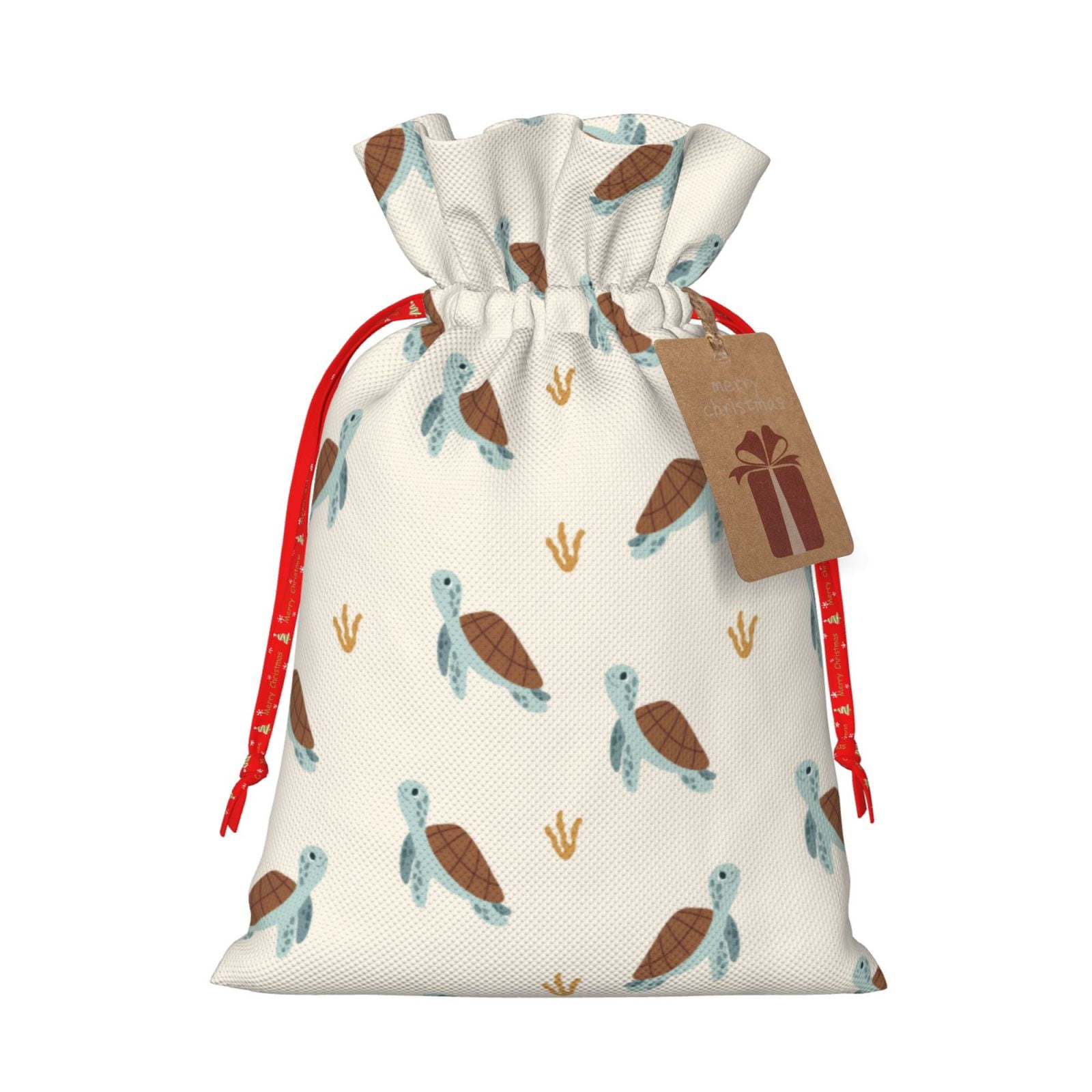 Horeoi Sea Turtle Print Holiday Drawstring Gift Bags for Presents, Big ...