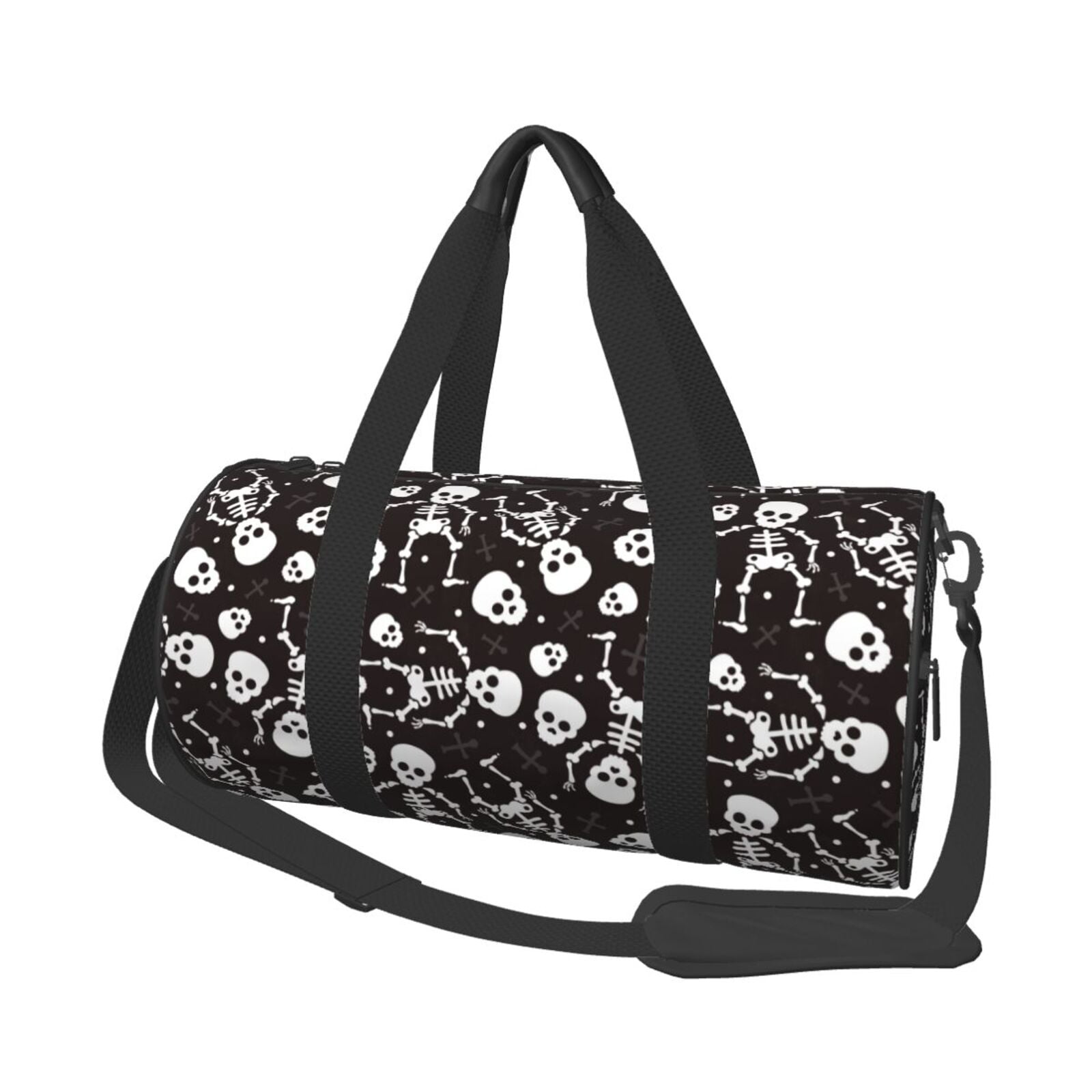 Horeoi Skeleton Print Foldable Travel Duffle Bag with Removable Strap ...