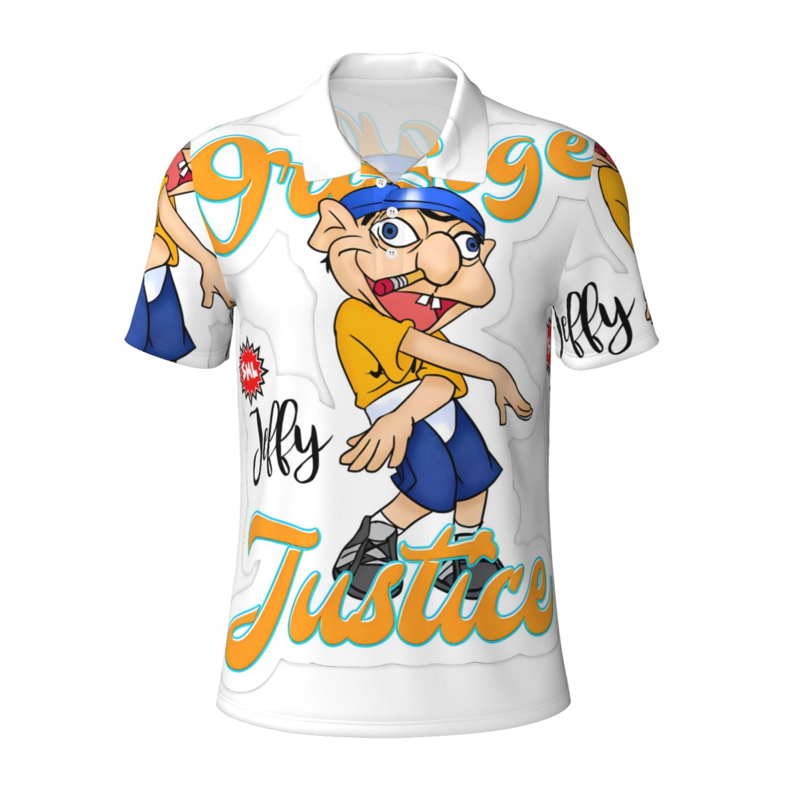 Horeoi Sml Jeffy Print Mens Golf Shirt Moisture Wicking Quick-Dry Print ...