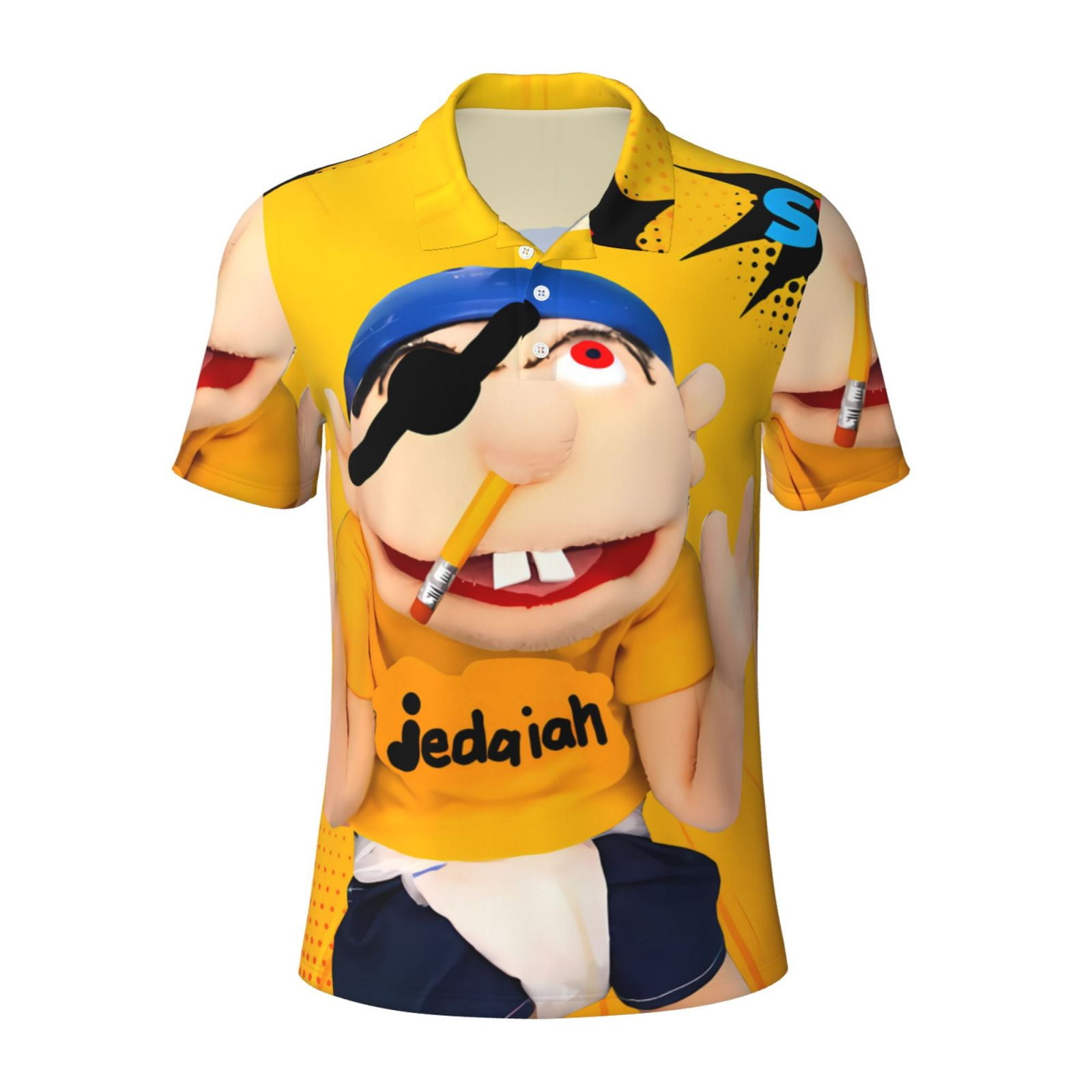 Horeoi Sml Jeffy Print Mens Golf Shirt Moisture Wicking Quick-Dry Print ...