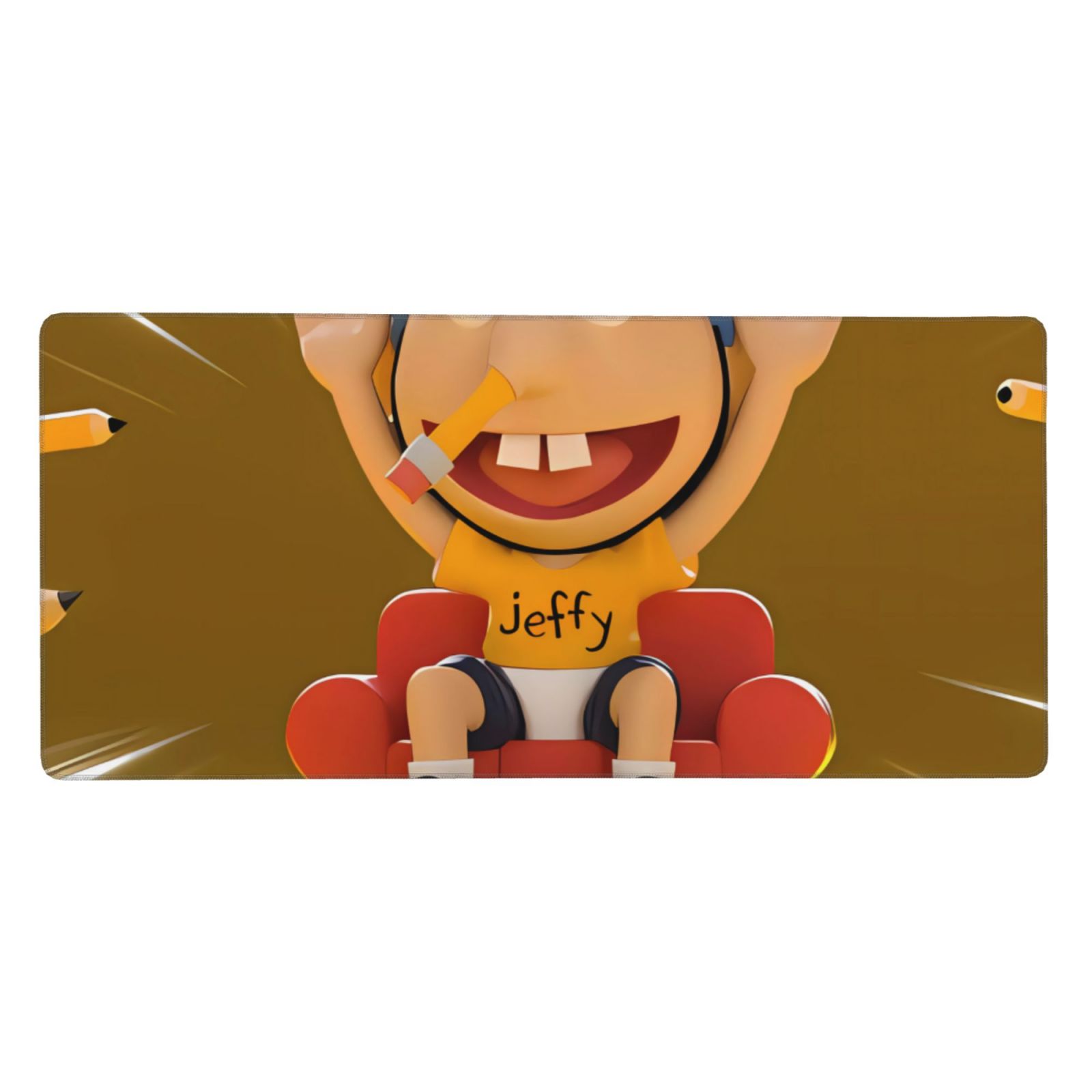 Horeoi Sml Jeffy Print Rubber Keyboard Pad Mouse 16x35.5in Wireless ...