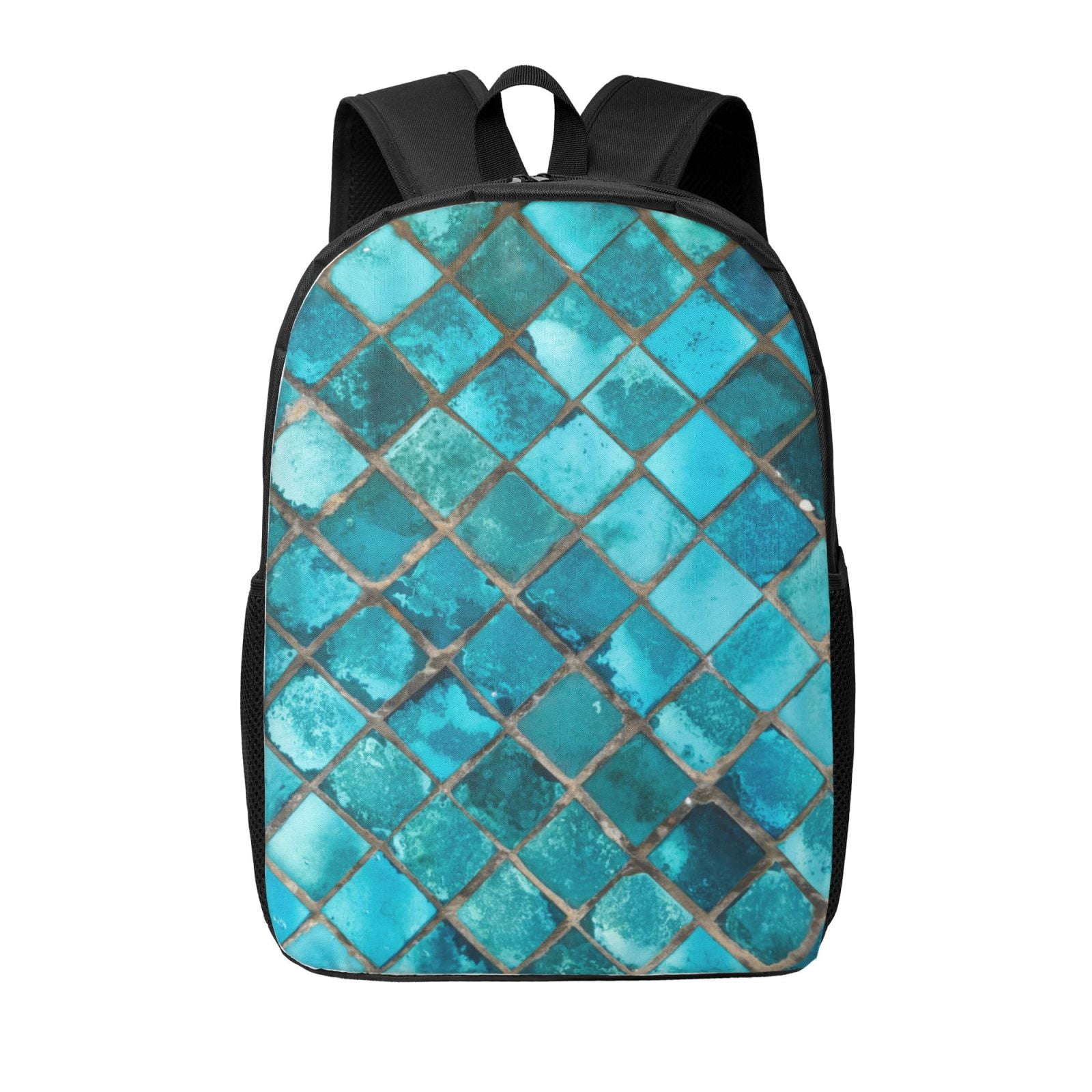 Horeoi Square Glass Mosaic Print Backpack 17 Inch Laptop Back Pack Large College Bookbag Kids ...