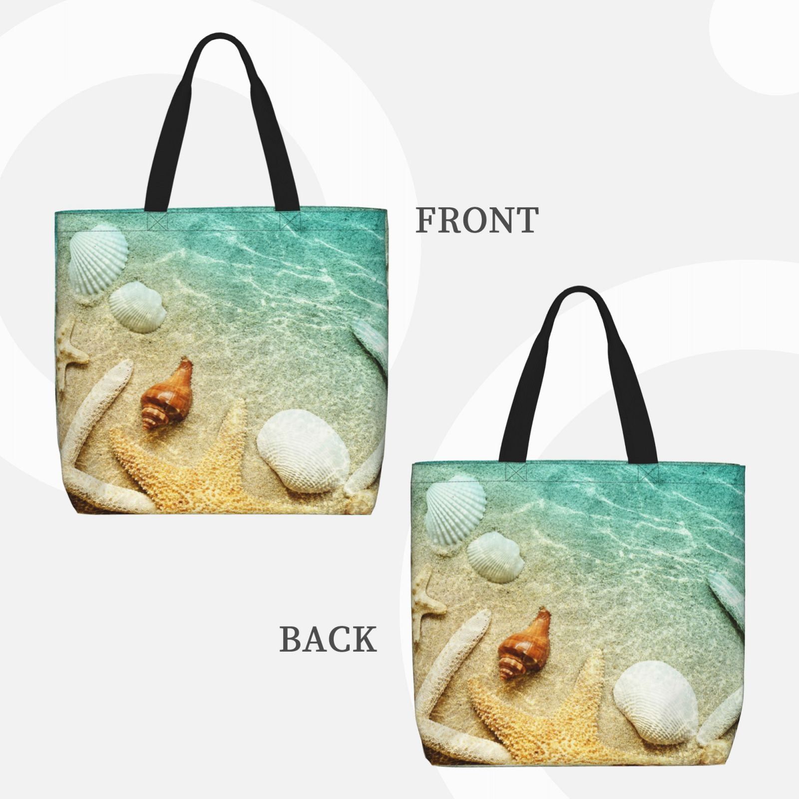 Horeoi Starfish And Seashell On The Beach for Reinforced Shoulder Tote Bag Scratch-Proof Design ...