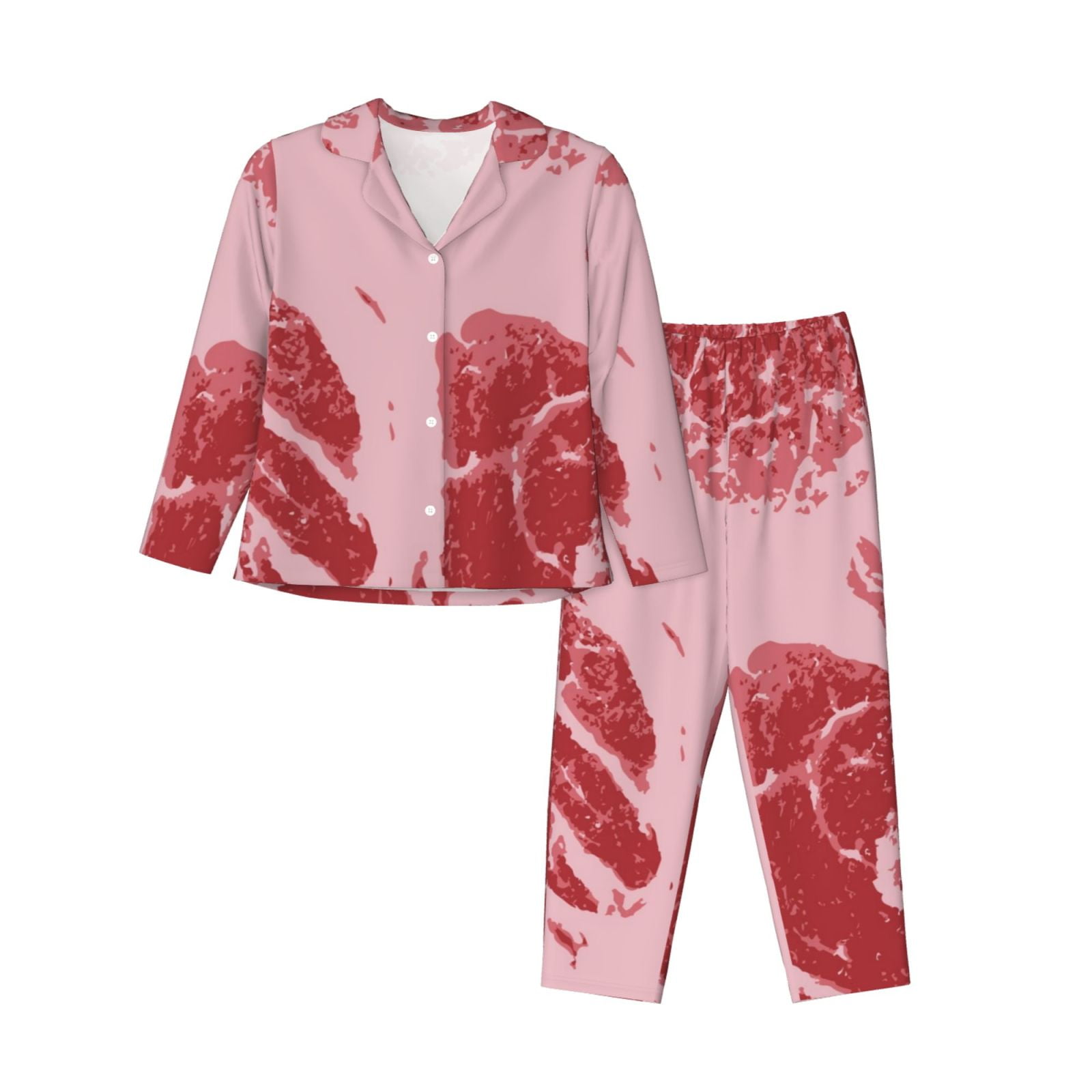 Horeoi Striped Meat Pattern Fashion Long Sleeve Button Cardigan Pajamas ...