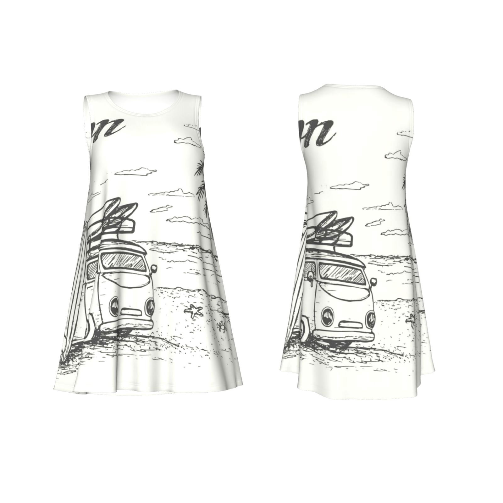 Horeoi Summer Vacation Scene With Camping Van Print Women's Sleeveless ...