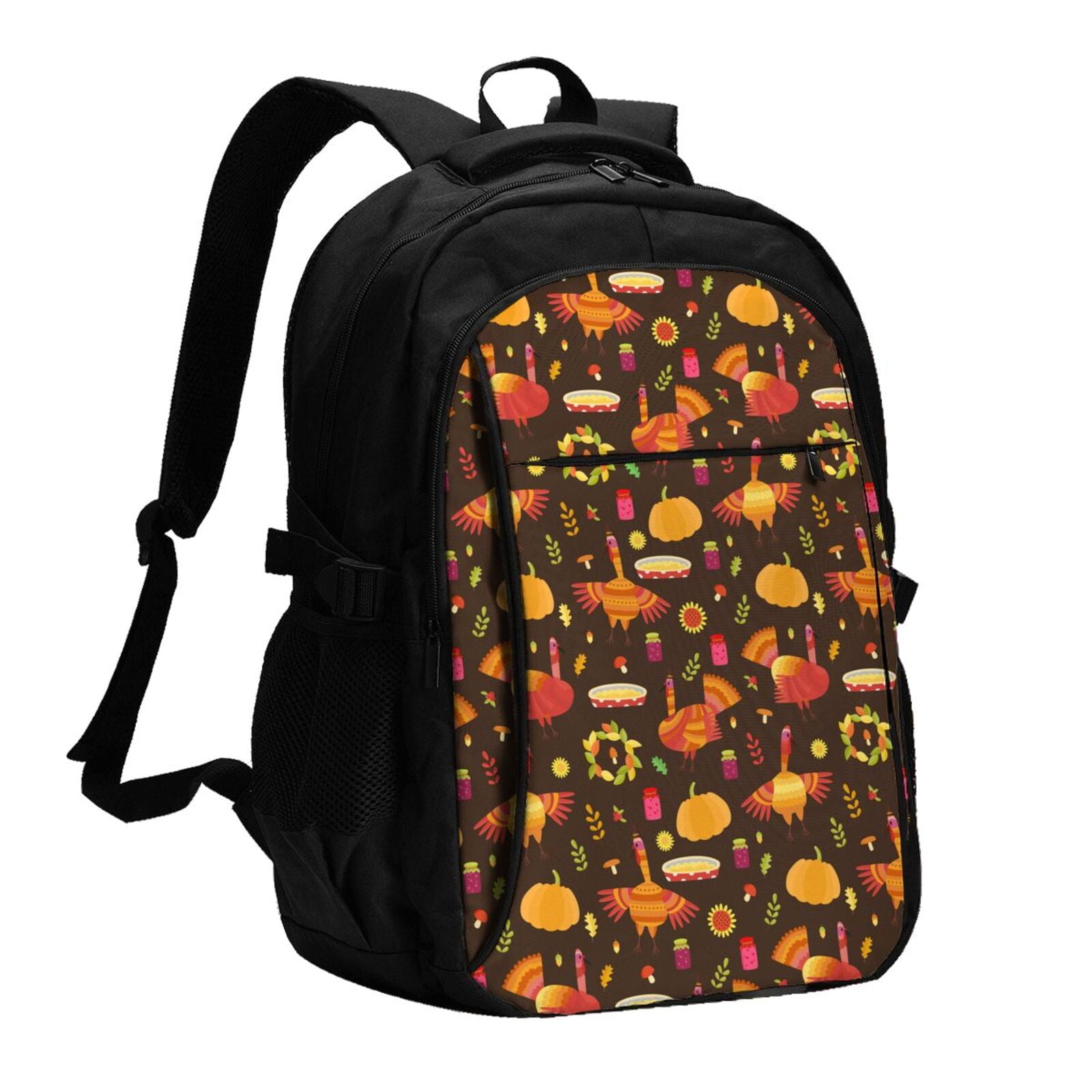 Horeoi Thanksgiving Turkey Print USB Backpack for Travel School Work ...