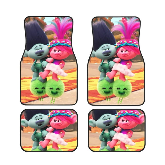 Horeoi Trolls Band Together Print Set of 4 Neoprene Car Foot Mats, All ...