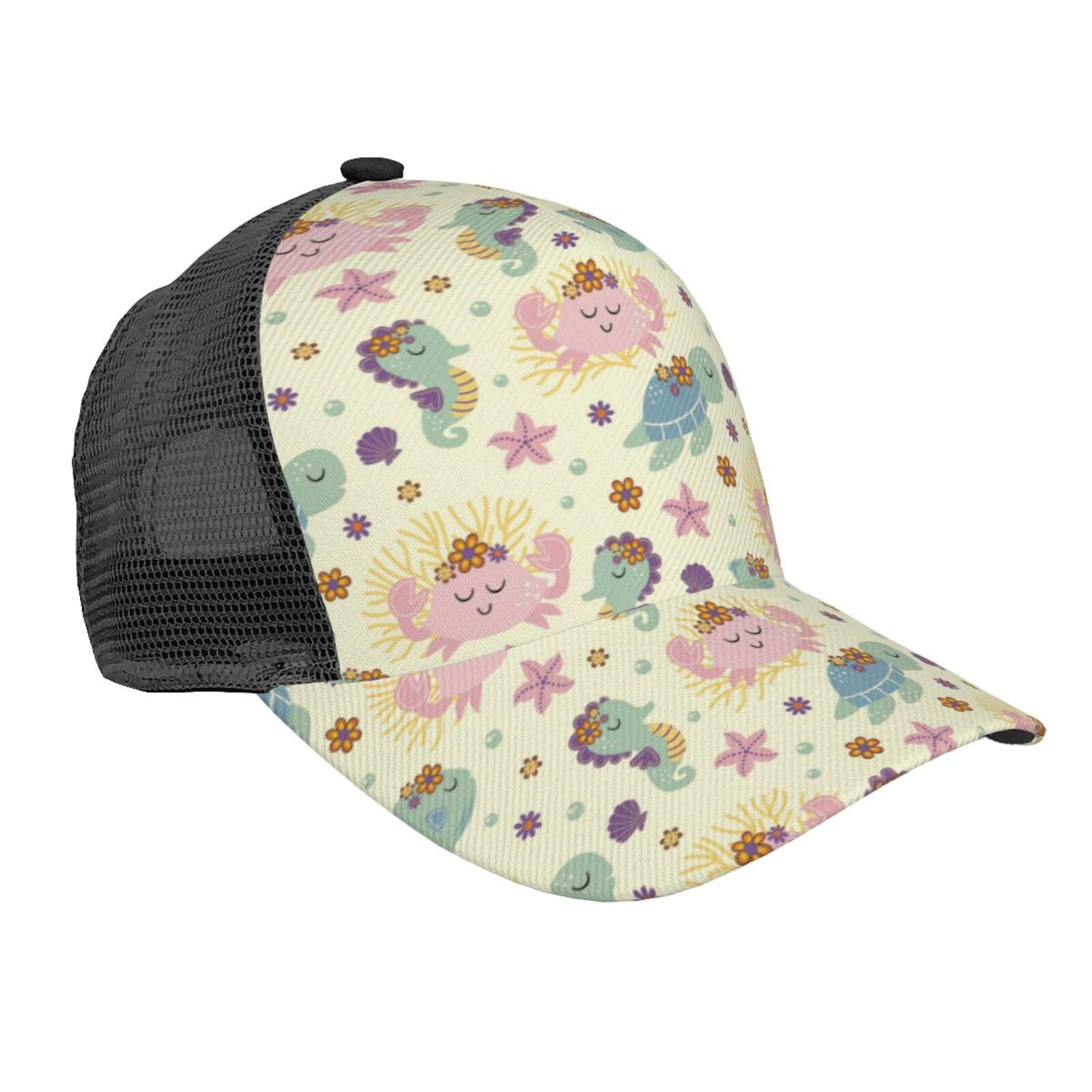 Horeoi Turtle Crab Sea Horse Pattern Baseball Cap, Retro Adjustable Dad ...