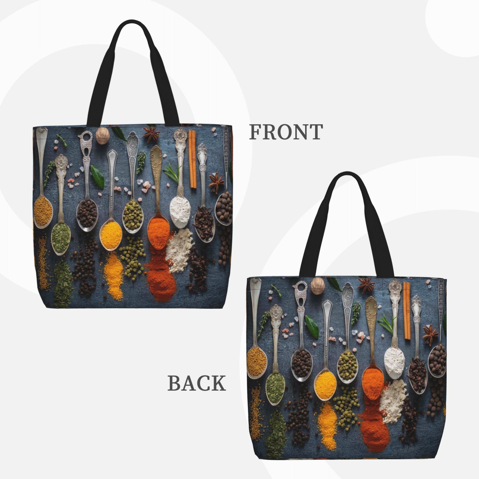 Horeoi Various Herbs And Spices In Spoons for Reinforced Shoulder Tote ...