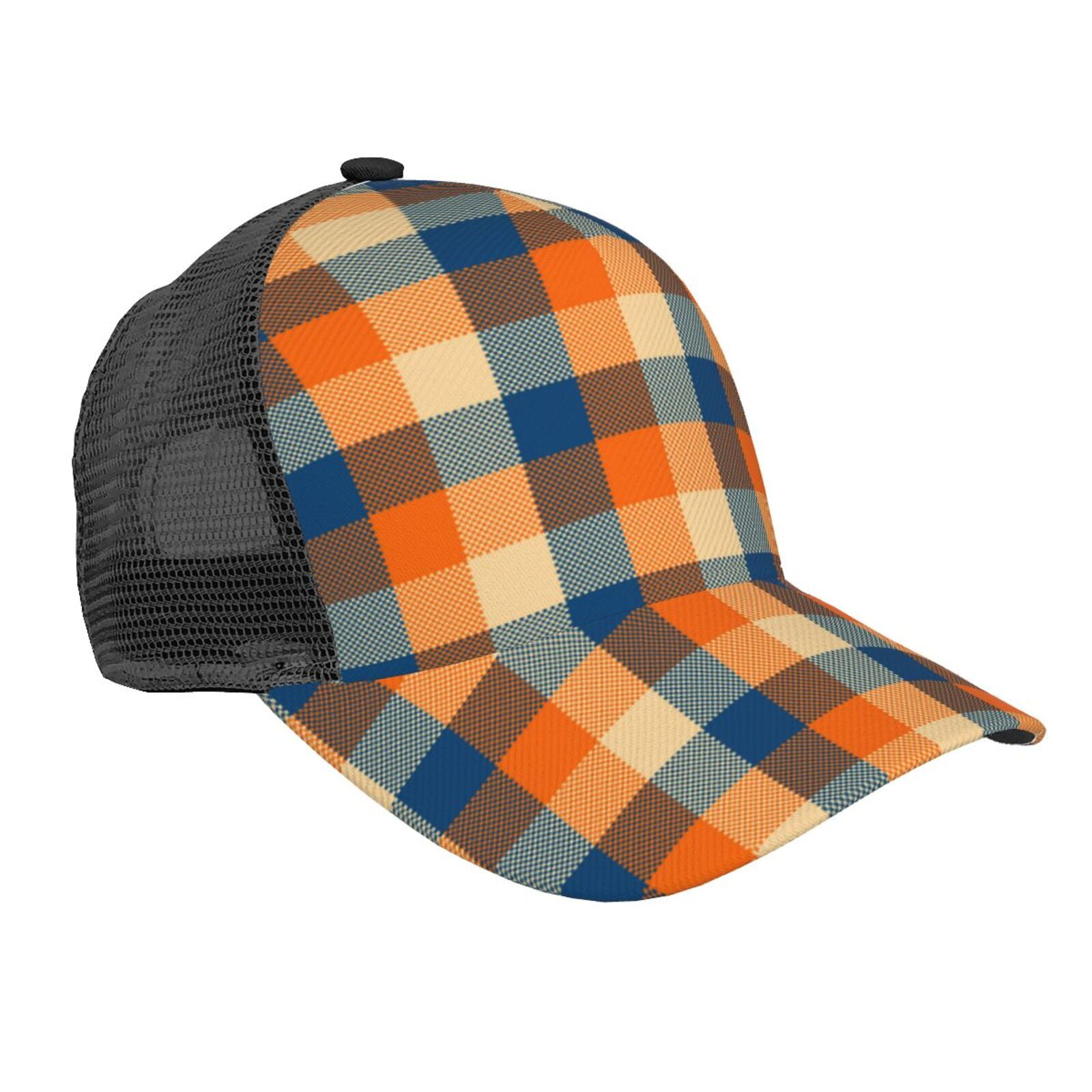 Horeoi Warm Orange Plaid Pattern Baseball Cap, Retro Adjustable Dad ...