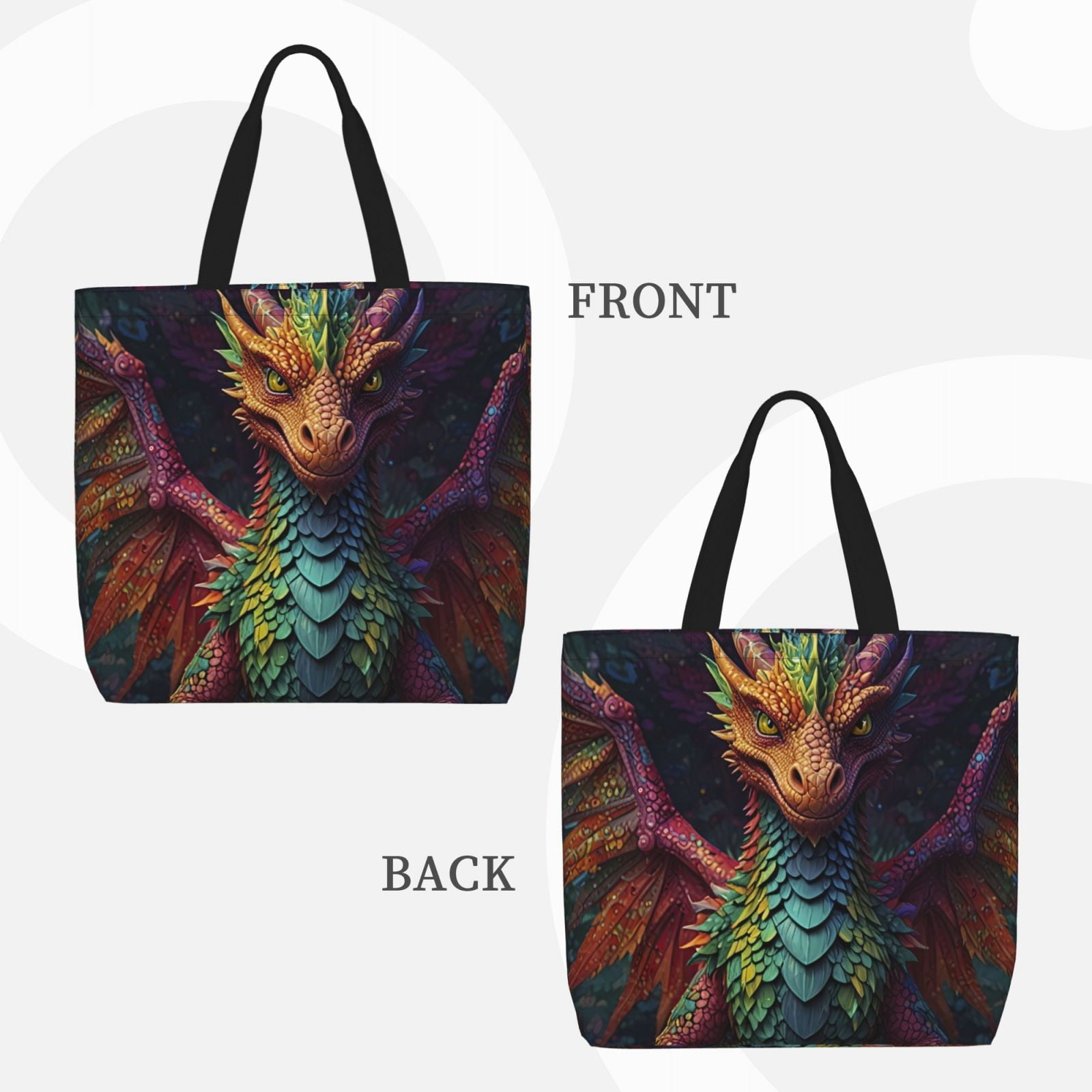 Horeoi Whimsical Dragon Color Cool for Reinforced Shoulder Tote Bag ...