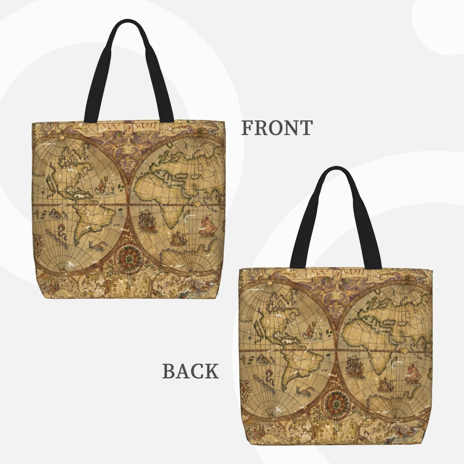 Horeoi World Map1 for Reinforced Shoulder Tote Bag Scratch-Proof Design ...