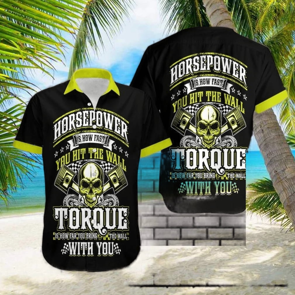Horespower Is How Fast Skull Hawaiian Aloha Shirts - Walmart.com