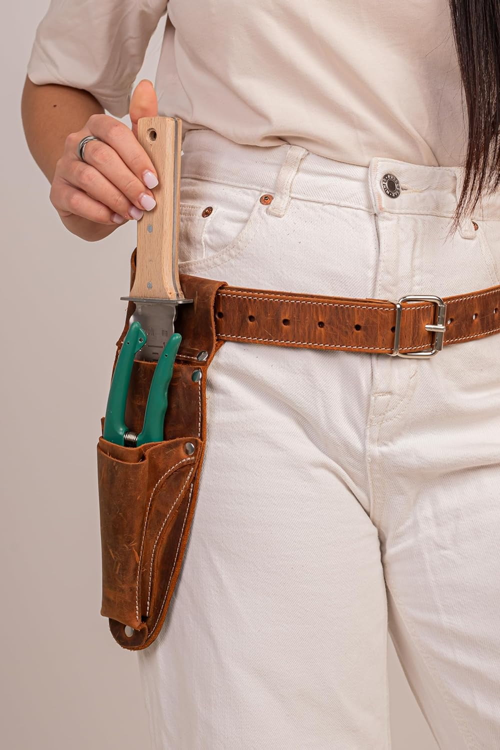 Hori Hori Leather Sheath belt with Pruner and Scissor Pockets ...