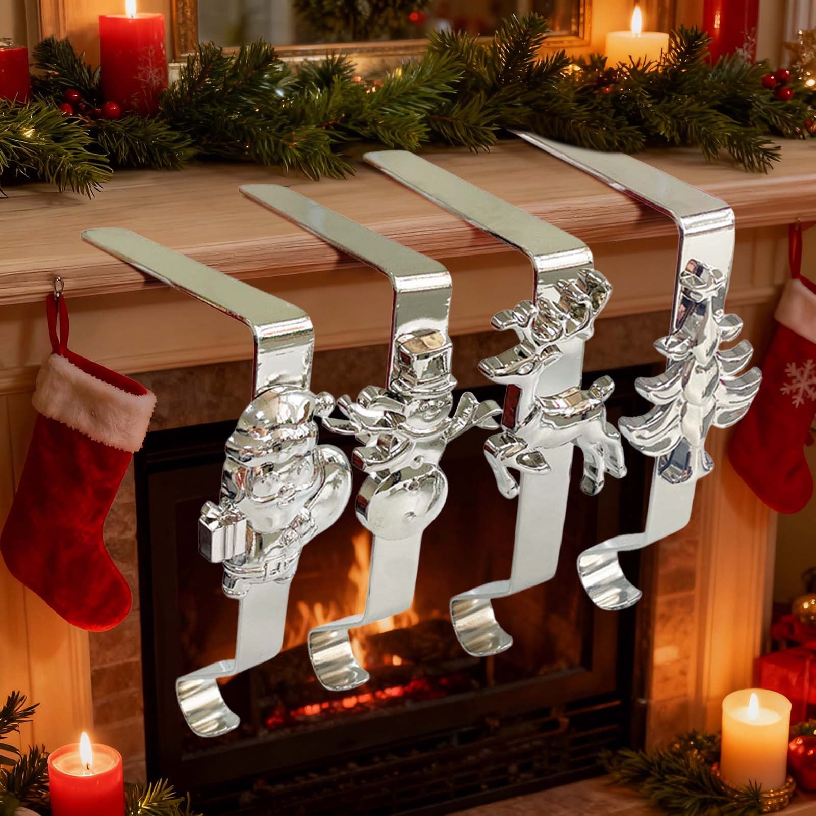 Horivan 1 Counts Christmas Stocking Hangers for Mantel Heavy Duty Wall ...