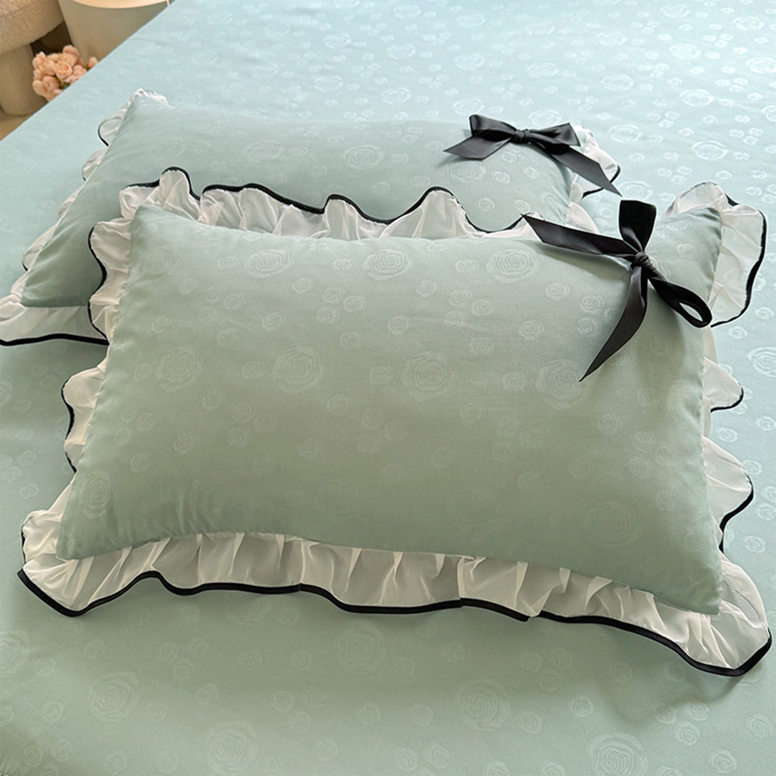 Horivan 2 Counts 2pcs Elegant Rose Lace Pillowcases Soft Brushed ...