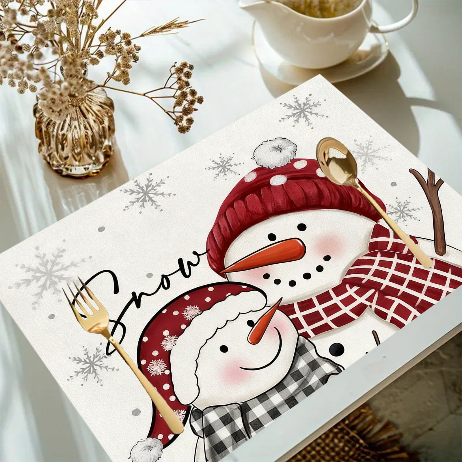 Horivan 2 Packs Christmas Table Mats Holiday Placemats Heat Resistant ...