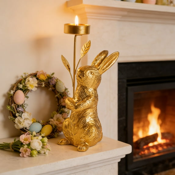 Horivan 3 Counts Easter Bunny Candlestick Holder, Alloy Table Decor for ...