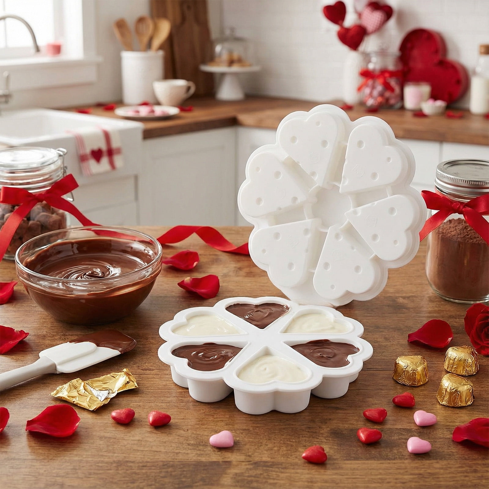 Horivan 4 Counts Multi-Heart Silicone Cake Mold Non-Stick Flexible ...