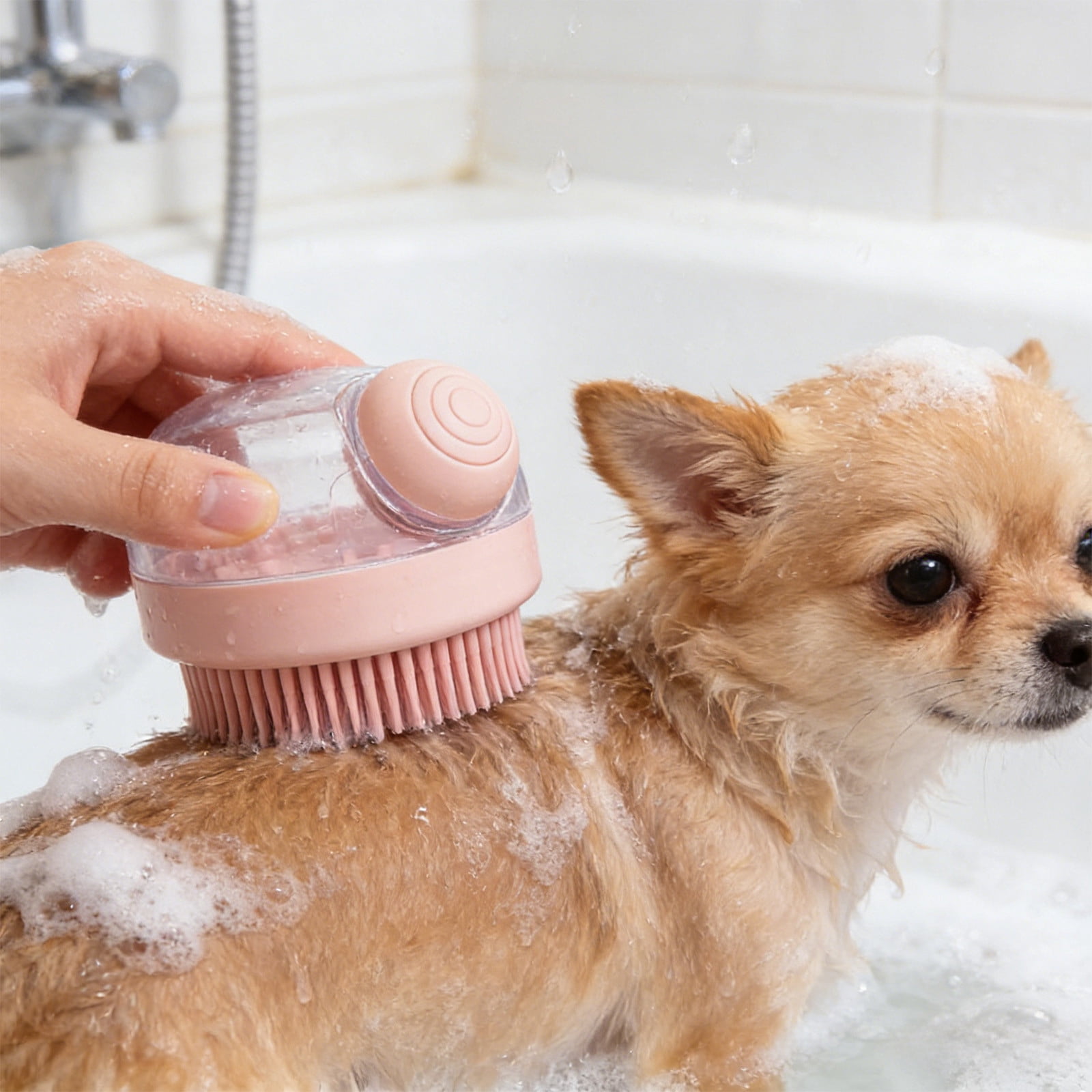 Horivan Pet Grooming Brush with Soap Dispenser Massage Shedding Tool ...