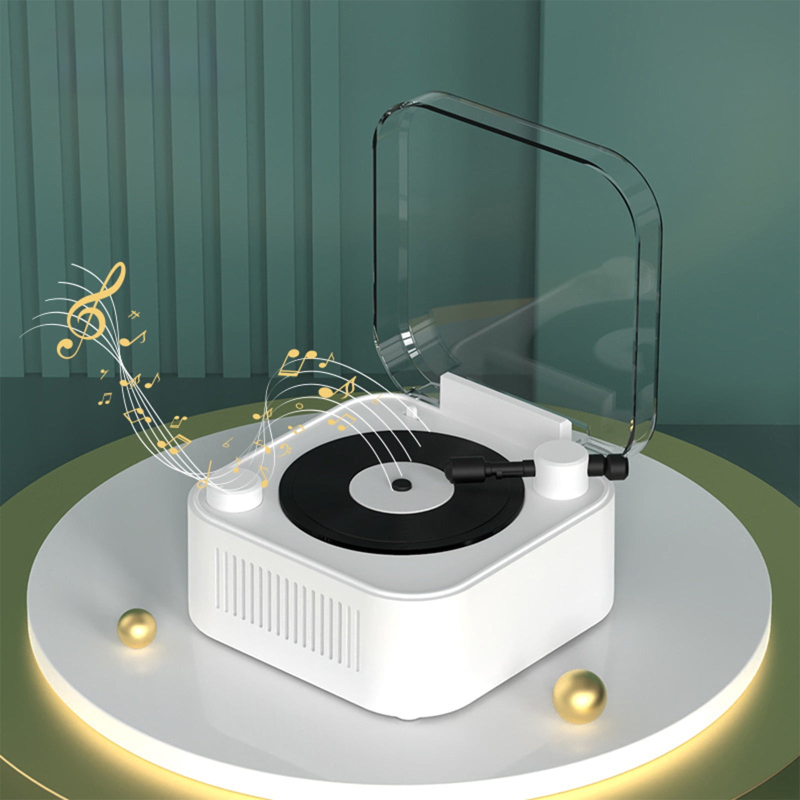 Horivan Vintage Bluetooth Speaker with Spinning Vinyl, 5.0 Wireless, 8H ...