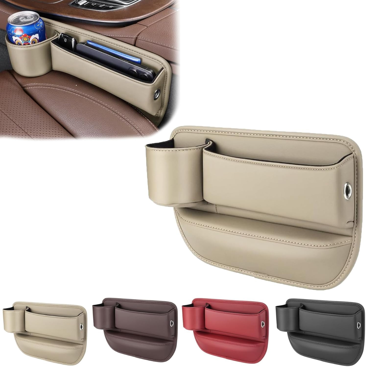 Horives Car Leather Cup Holder Gap Bag, Horives Universal Car Gap Bag ...