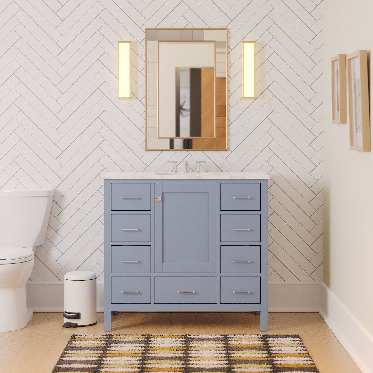 Horizon 42" Bathroom Vanity with Powder Blue Cabinet and Engineered ...