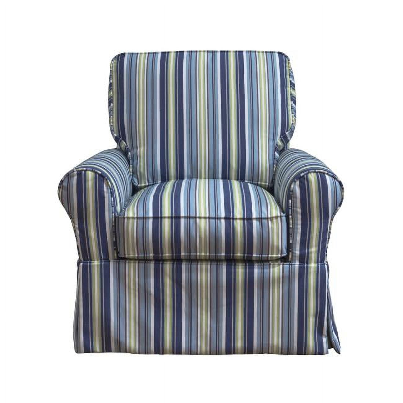 Horizon Box Cushion Chair Slipcover - Blue Striped - Walmart.com