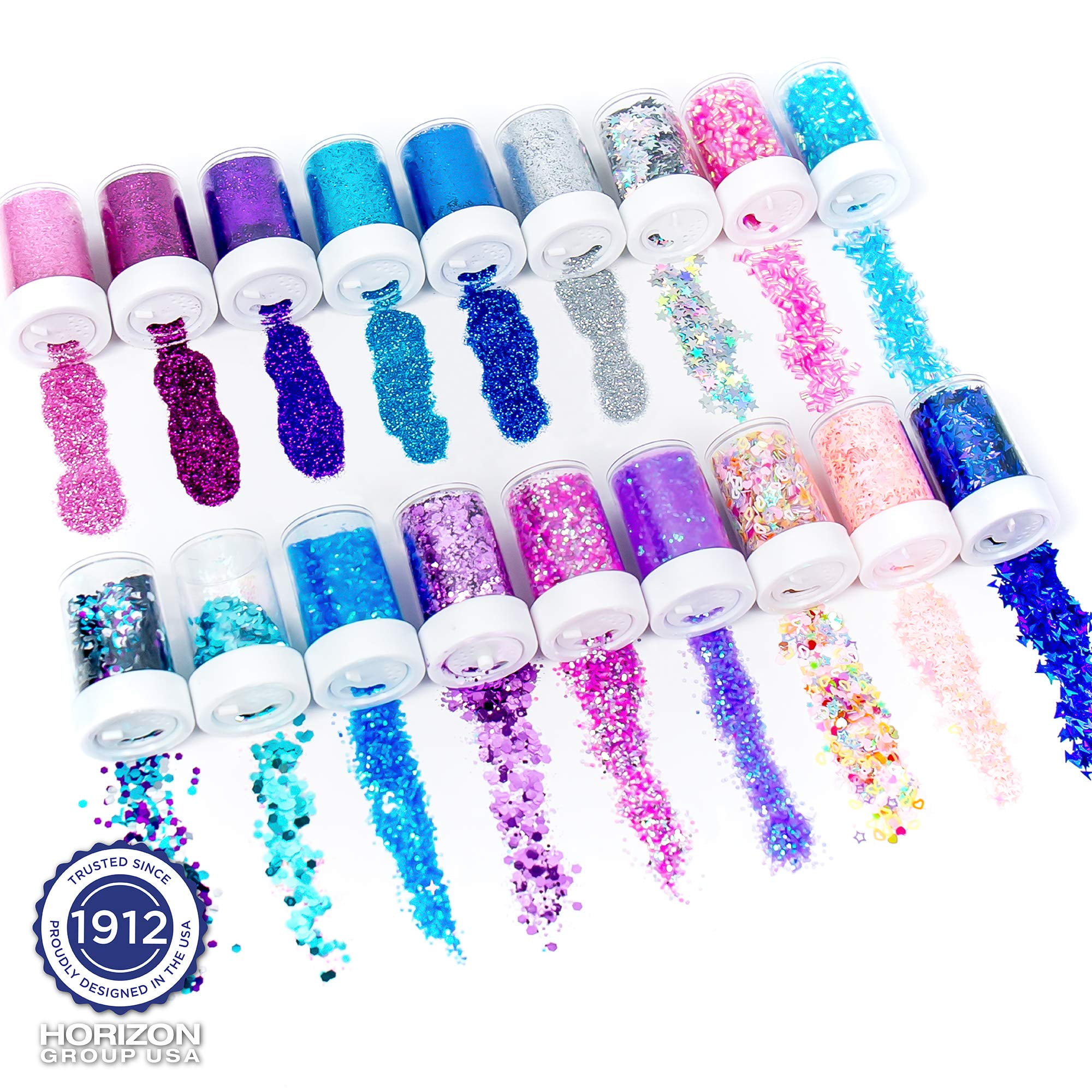 Horizon Group USA Glitter Shakers, 18-Pack AIS1 Assorted Glitter ...
