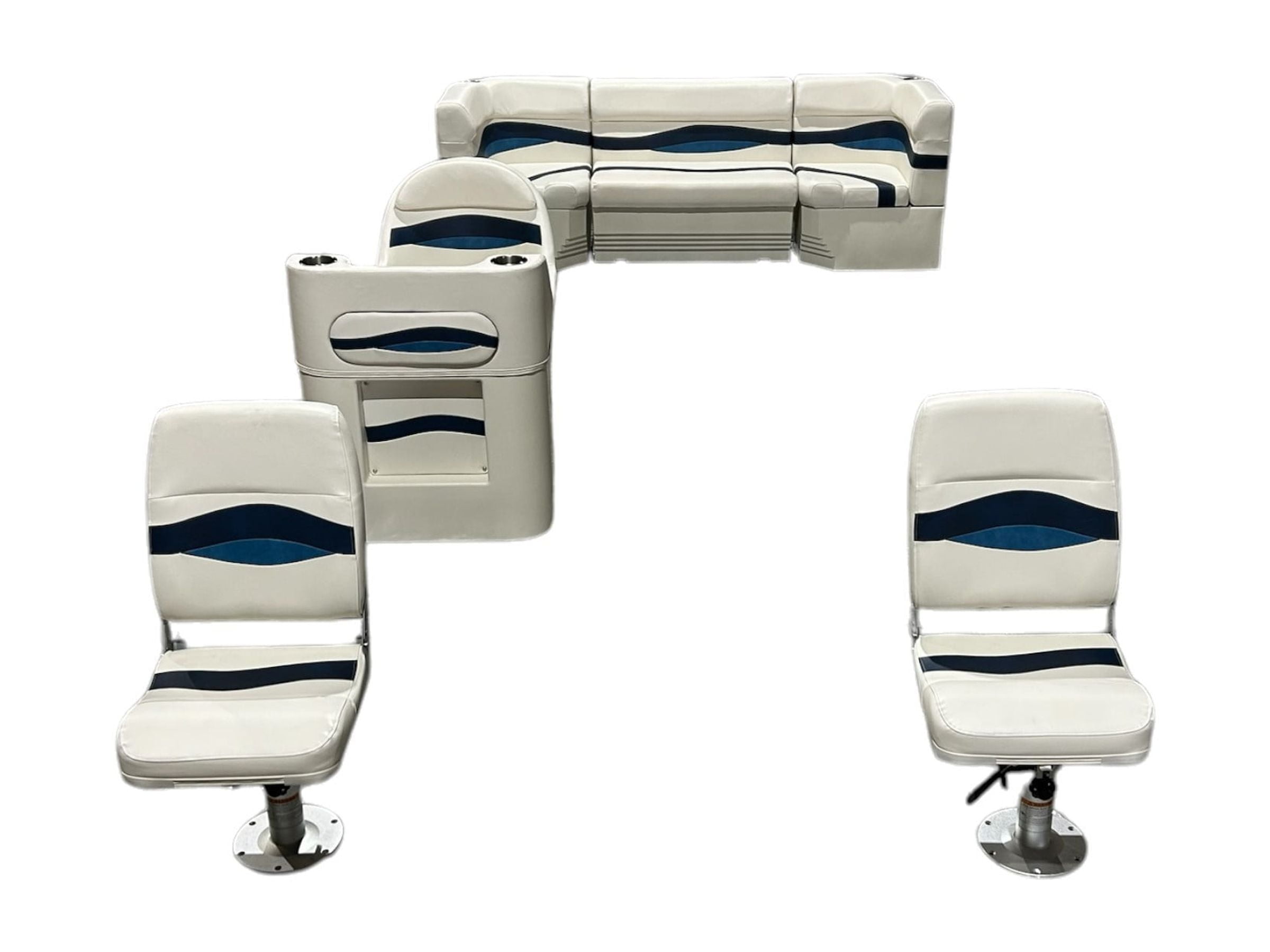 Horizon Manufacturing Elite Pontoon Furniture Set 10 PC Elite 005 White ...