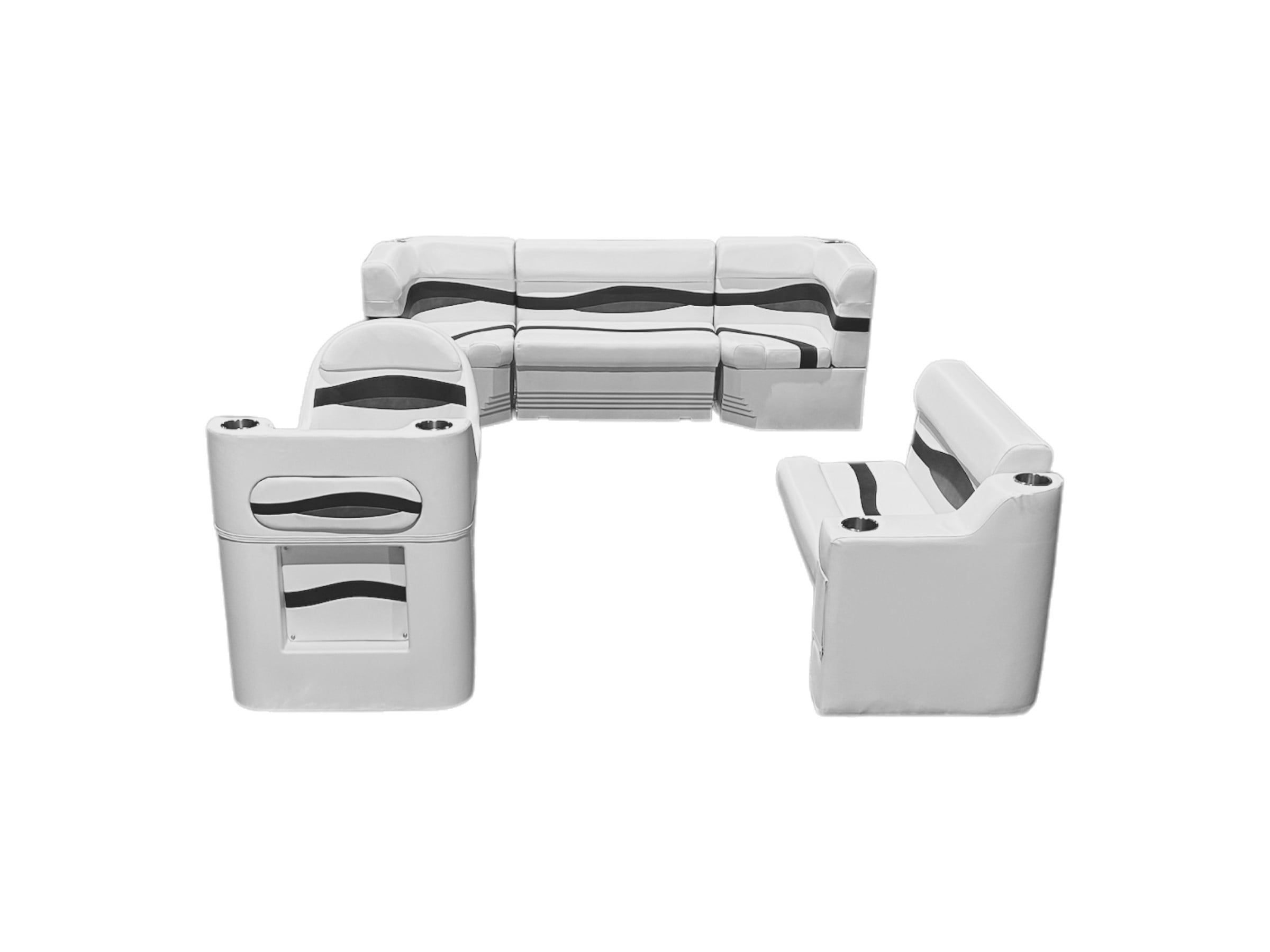 Horizon Manufacturing Elite Pontoon Furniture Set 11 PC Elite 002 White ...