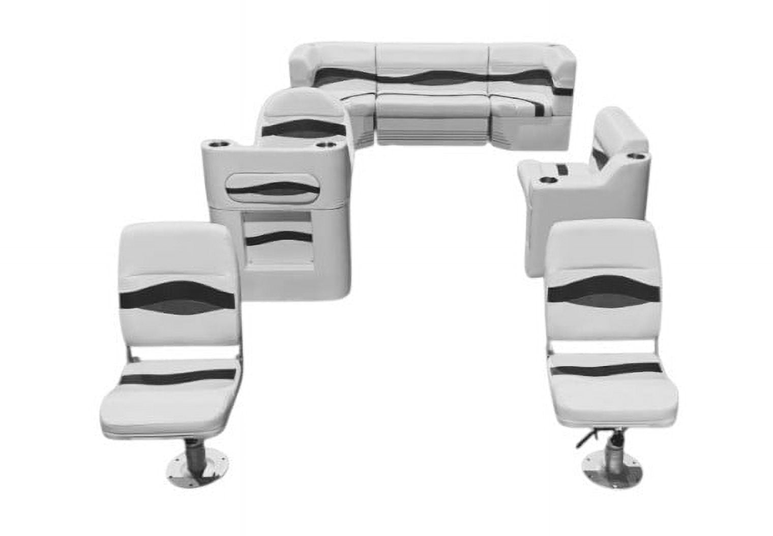 Horizon Manufacturing Elite Pontoon Furniture Set 13 PC Elite 004 Gray ...