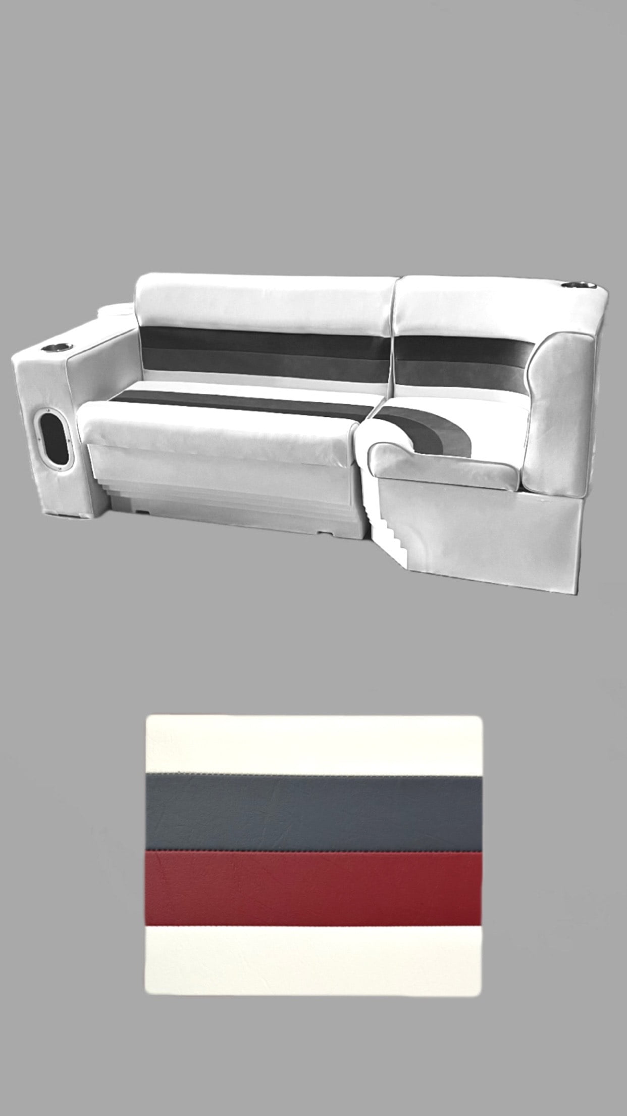 Horizon Manufacturing Pontoon Furniture Set 5 PC Premium 006 White/Red ...