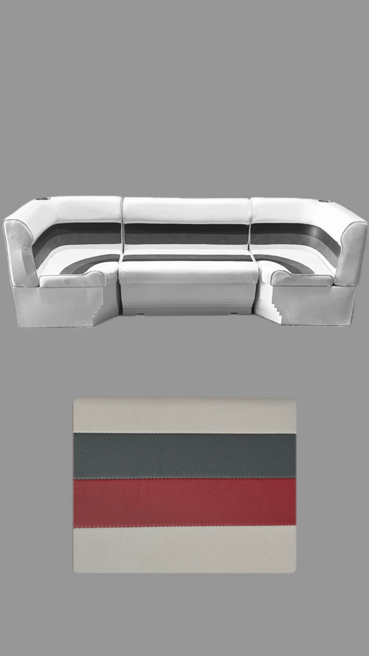 Horizon Manufacturing Pontoon Furniture Set 6 PC Premium 005 Grey/Red ...