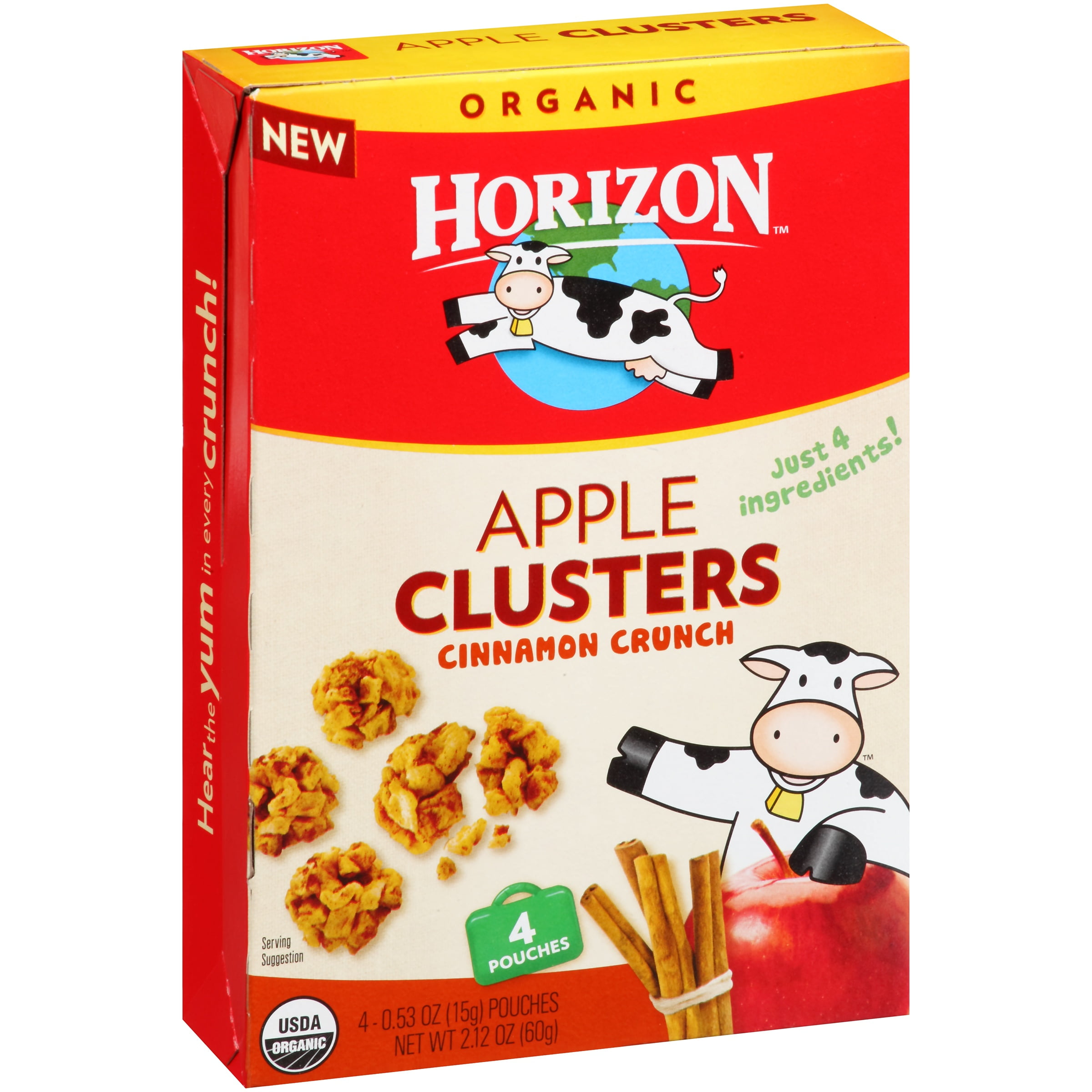 Horizon Organic Apple Clusters Cinnamon Crunch Pouches, 0.53 Oz., 4 ...