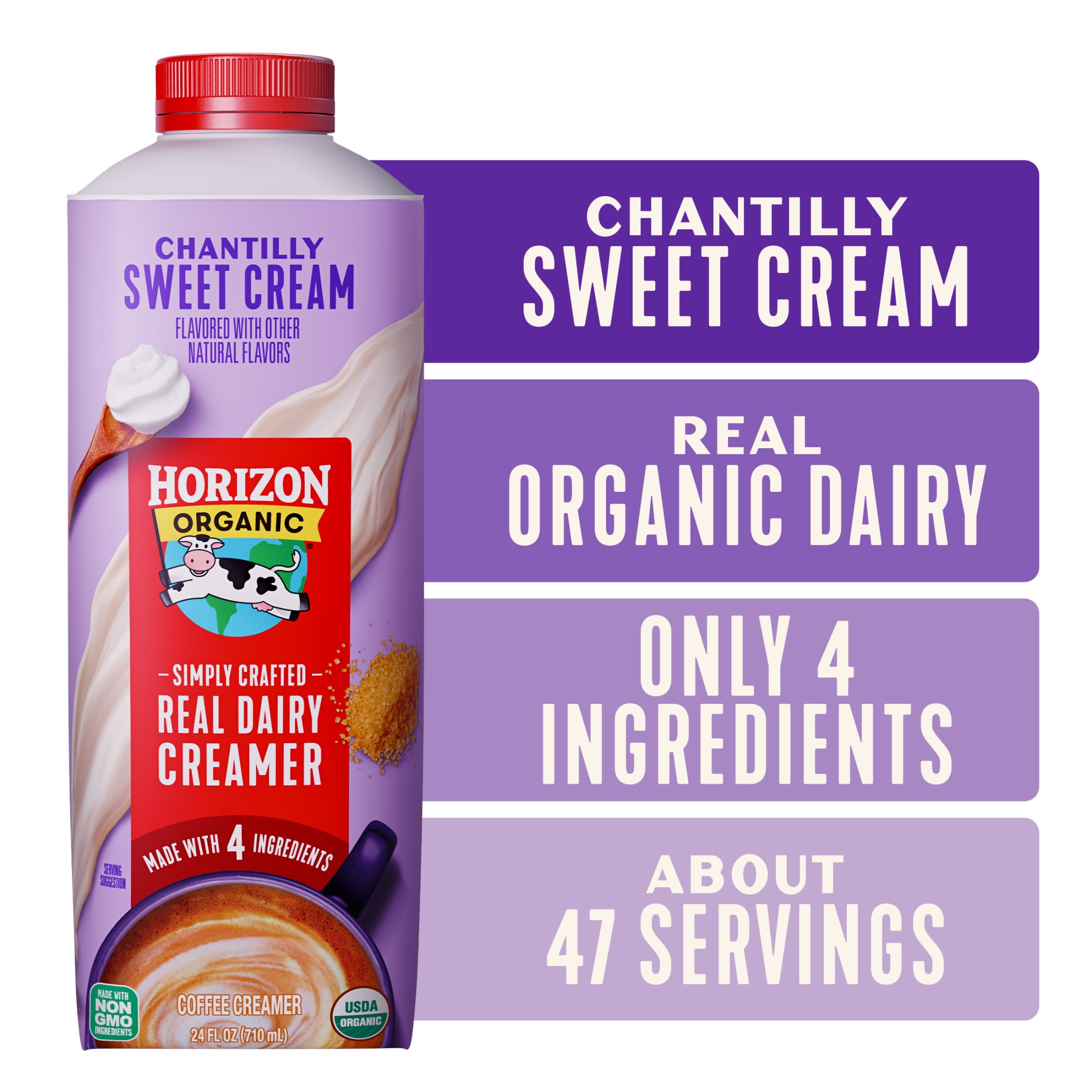 Horizon Organic Real Dairy Chantilly Sweet Cream Coffee Creamer Carton ...