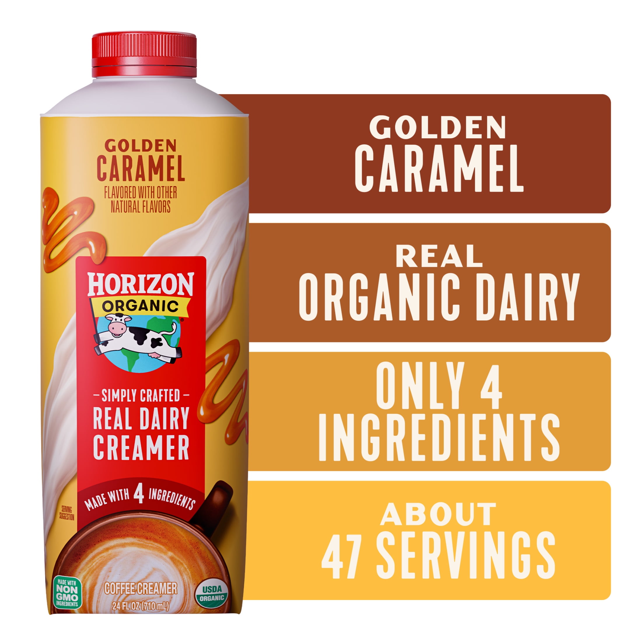 Horizon Organic Real Dairy Golden Caramel Coffee Creamer Carton, 24 fl ...