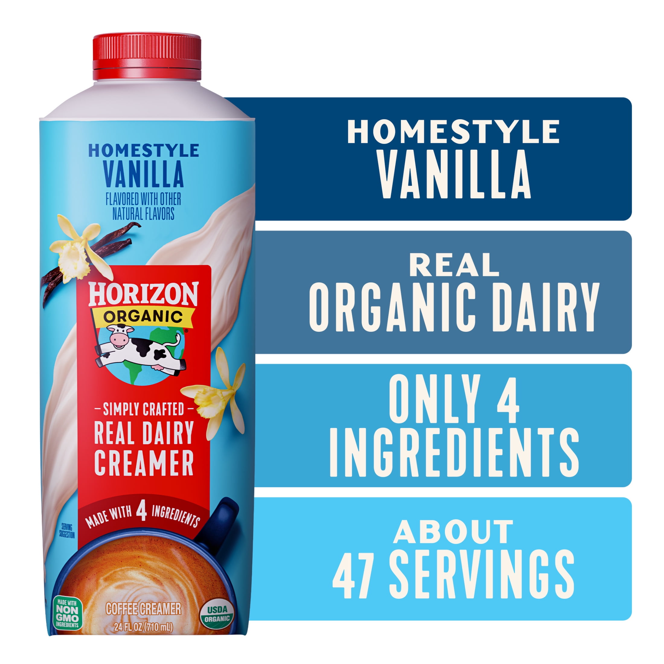 Horizon Organic Real Dairy Homestyle Vanilla Coffee Creamer Carton, 24 ...